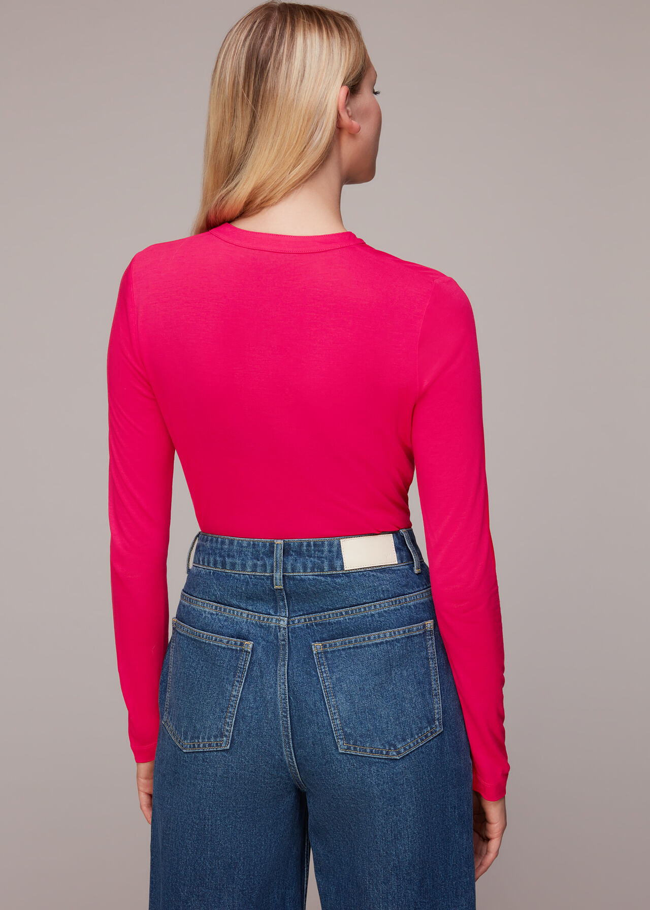 Pink Ruched Zip Neck Top | WHISTLES | Whistles UK