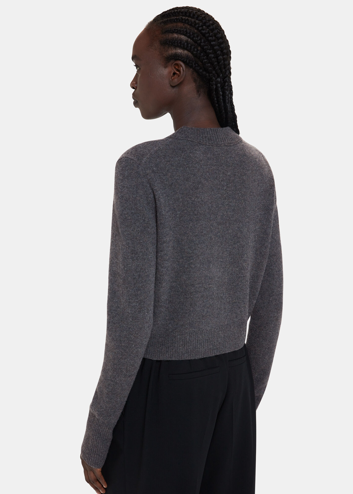 Dark Grey Wool Cropped Sweater Whistles Whistles Uk