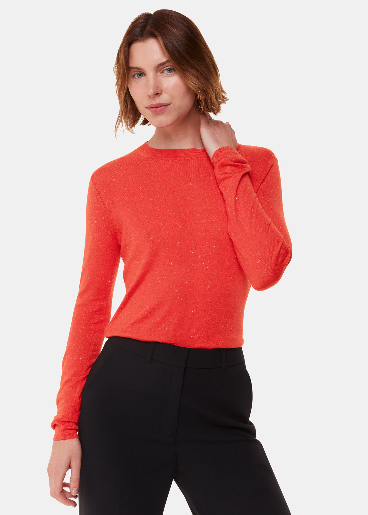Red Annie Sparkle Crew Neck | WHISTLES | Whistles ROW