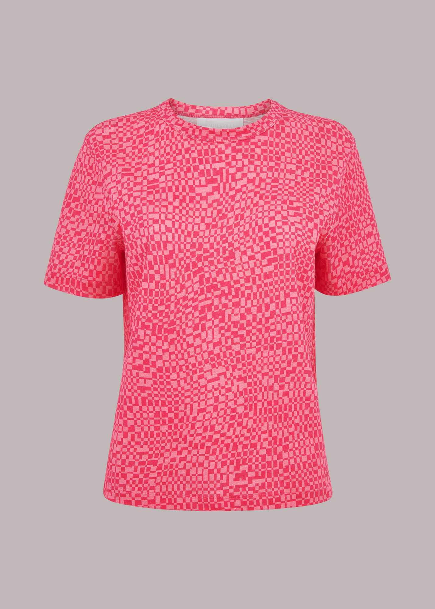 Pink/Multi Checkerboard Printed Emily Tee | WHISTLES