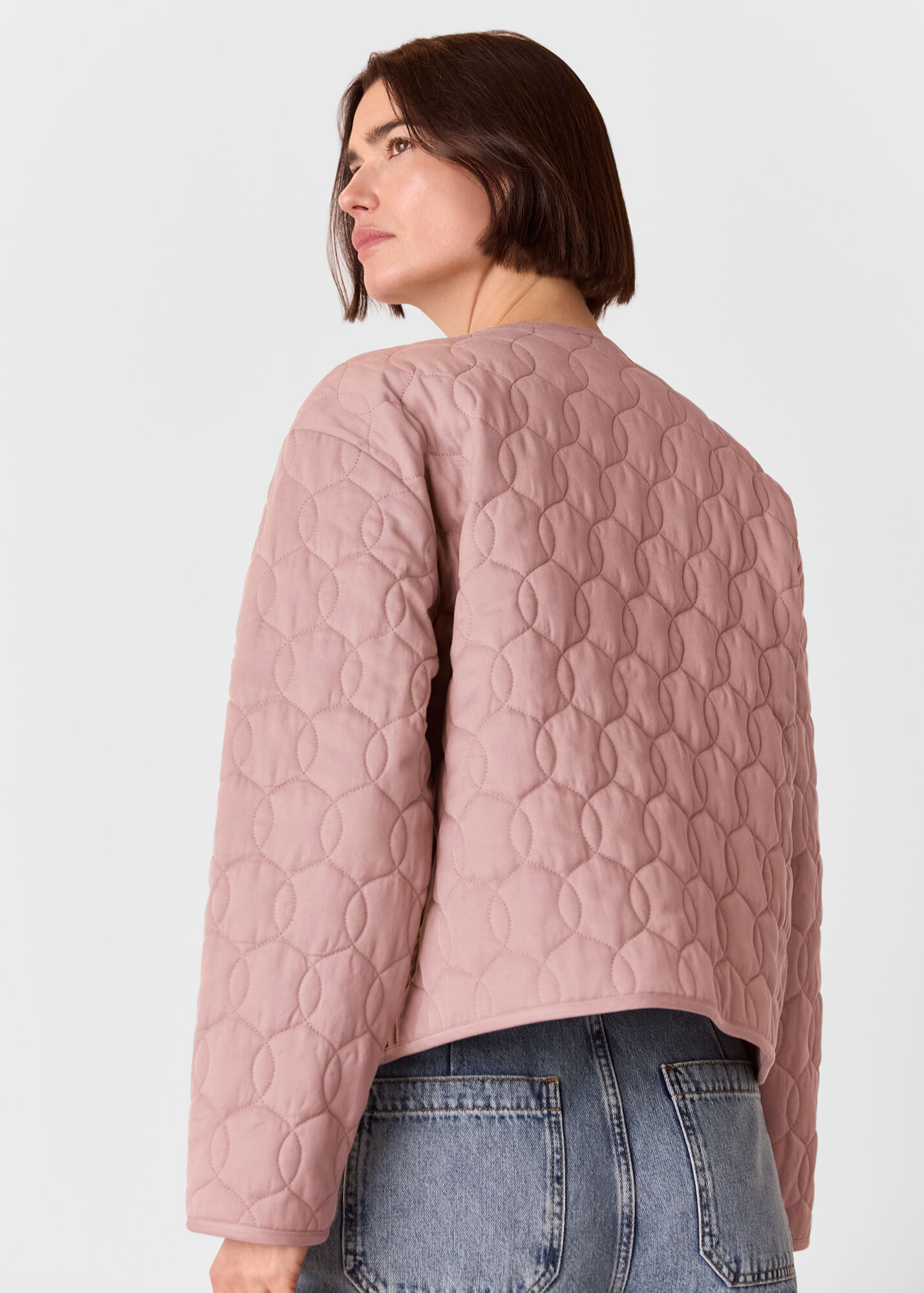 Dusty Pink Maya Cotton Quilted Jacket | WHISTLES | Whistles UK