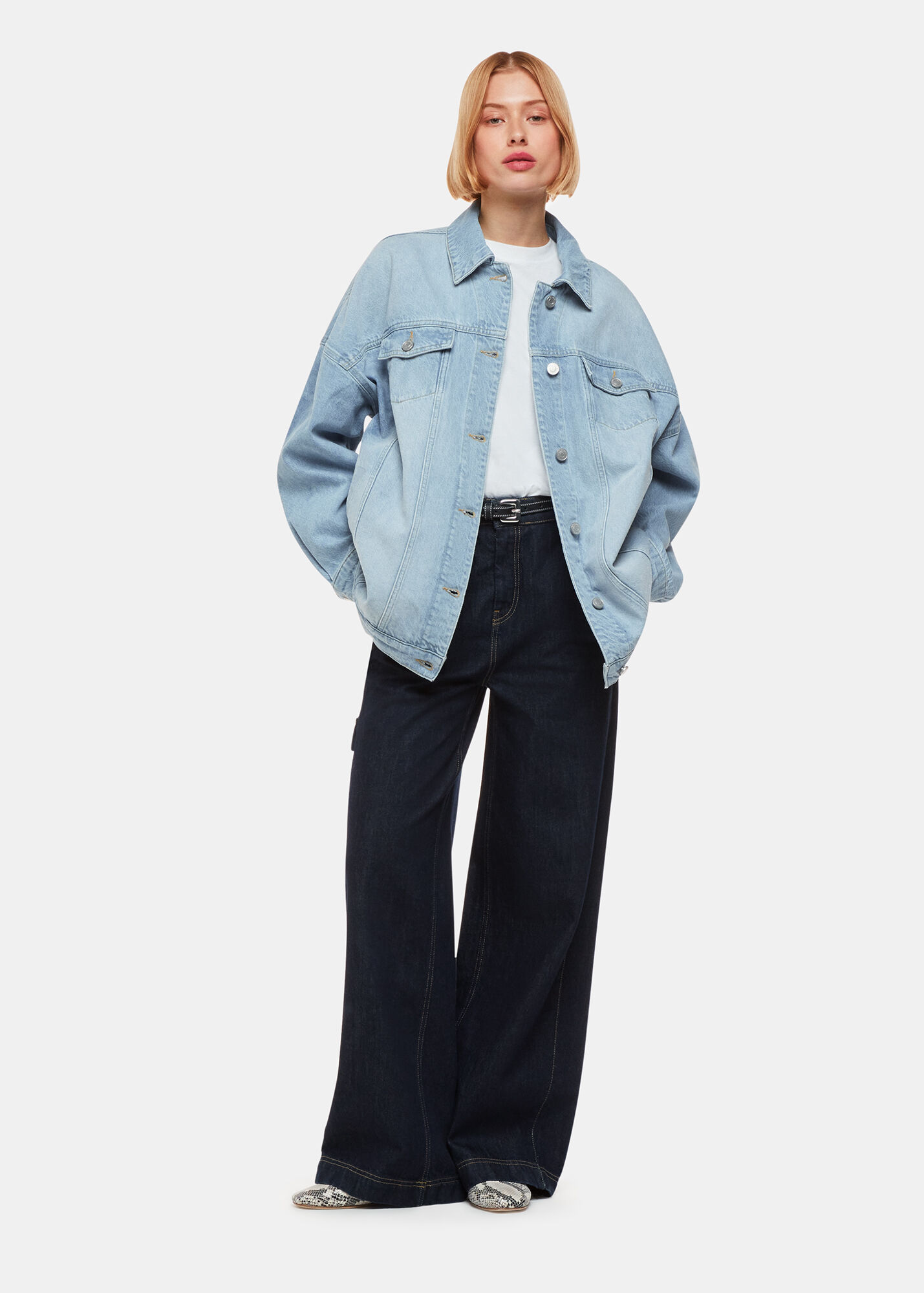 Pale Denim Tilly Oversized Denim Jacket | WHISTLES | Whistles UK