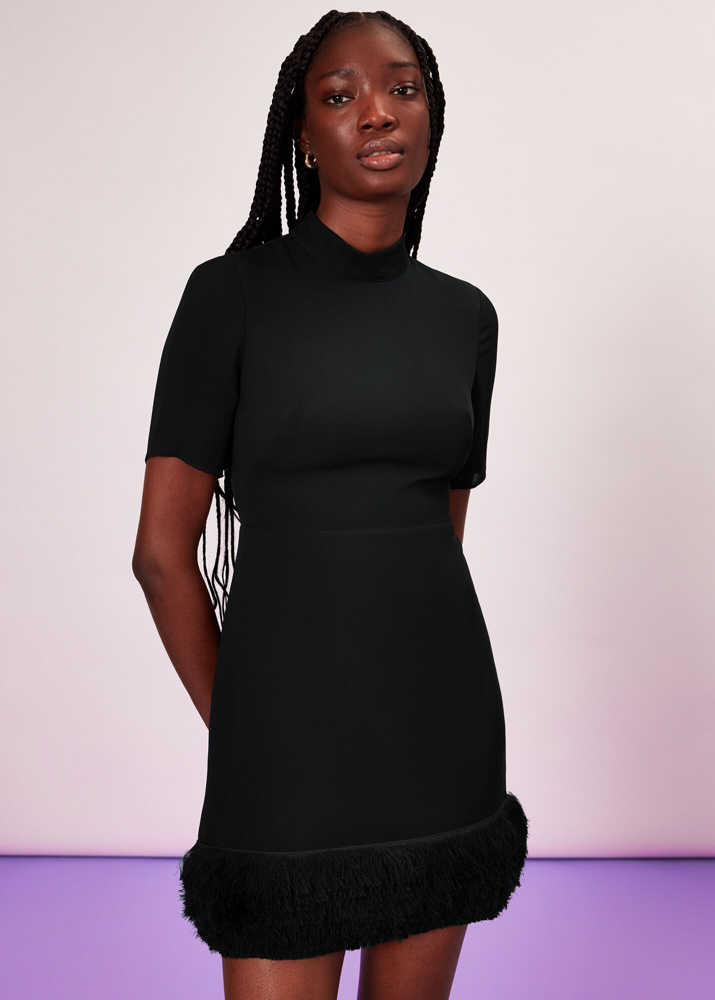 Black Fringe Detail Mini Dress | WHISTLES | Whistles UK