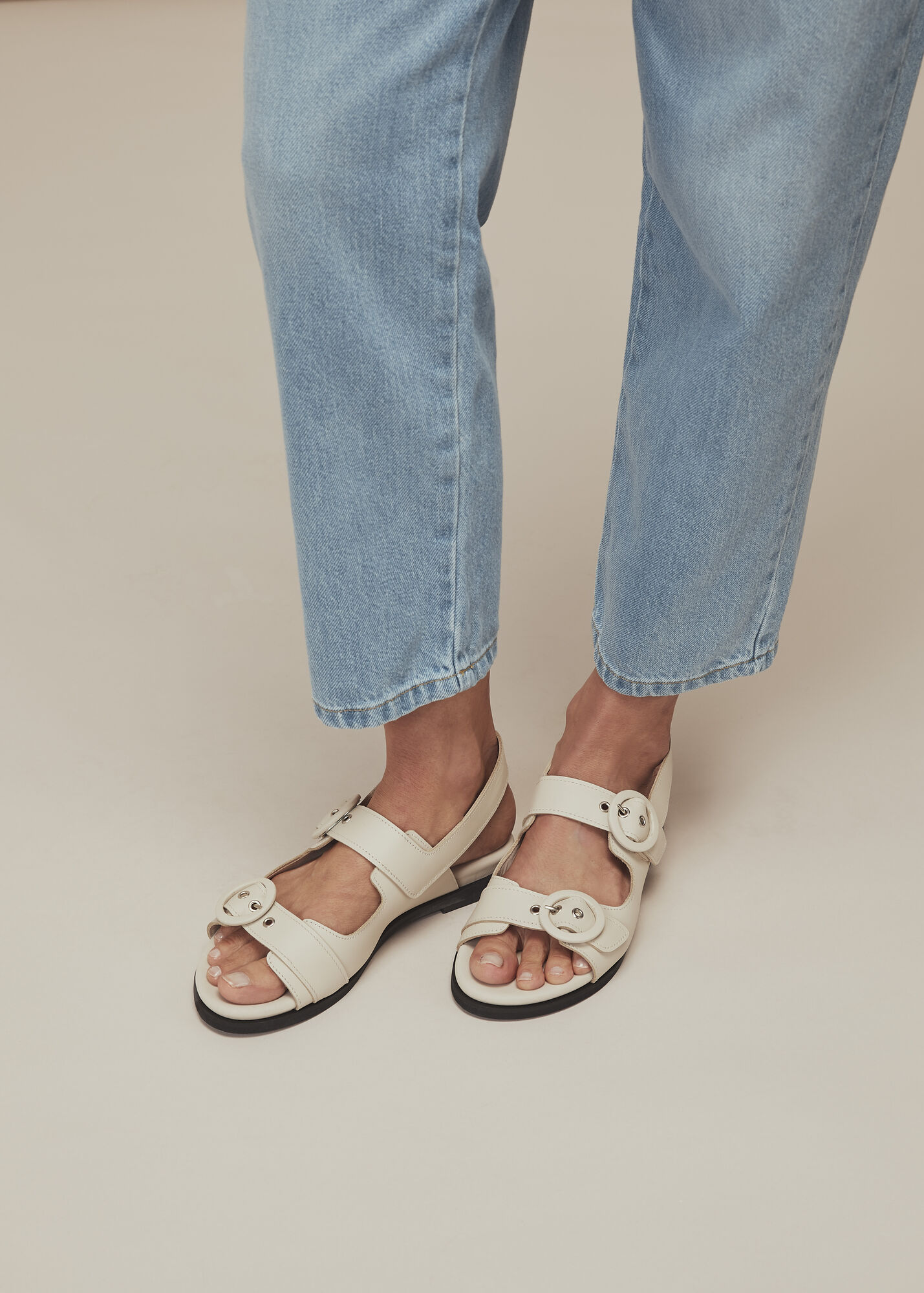 Stone Marcie Double Buckle Sandal | WHISTLES | Whistles UK