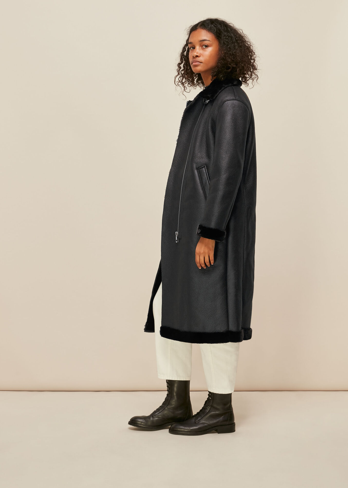 Black Ultimate Longline Biker | WHISTLES | Whistles UK