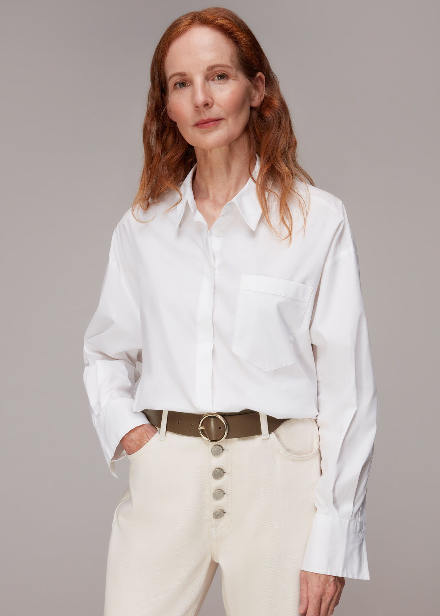 Khaki Circle Buckle Belt | WHISTLES | Whistles UK