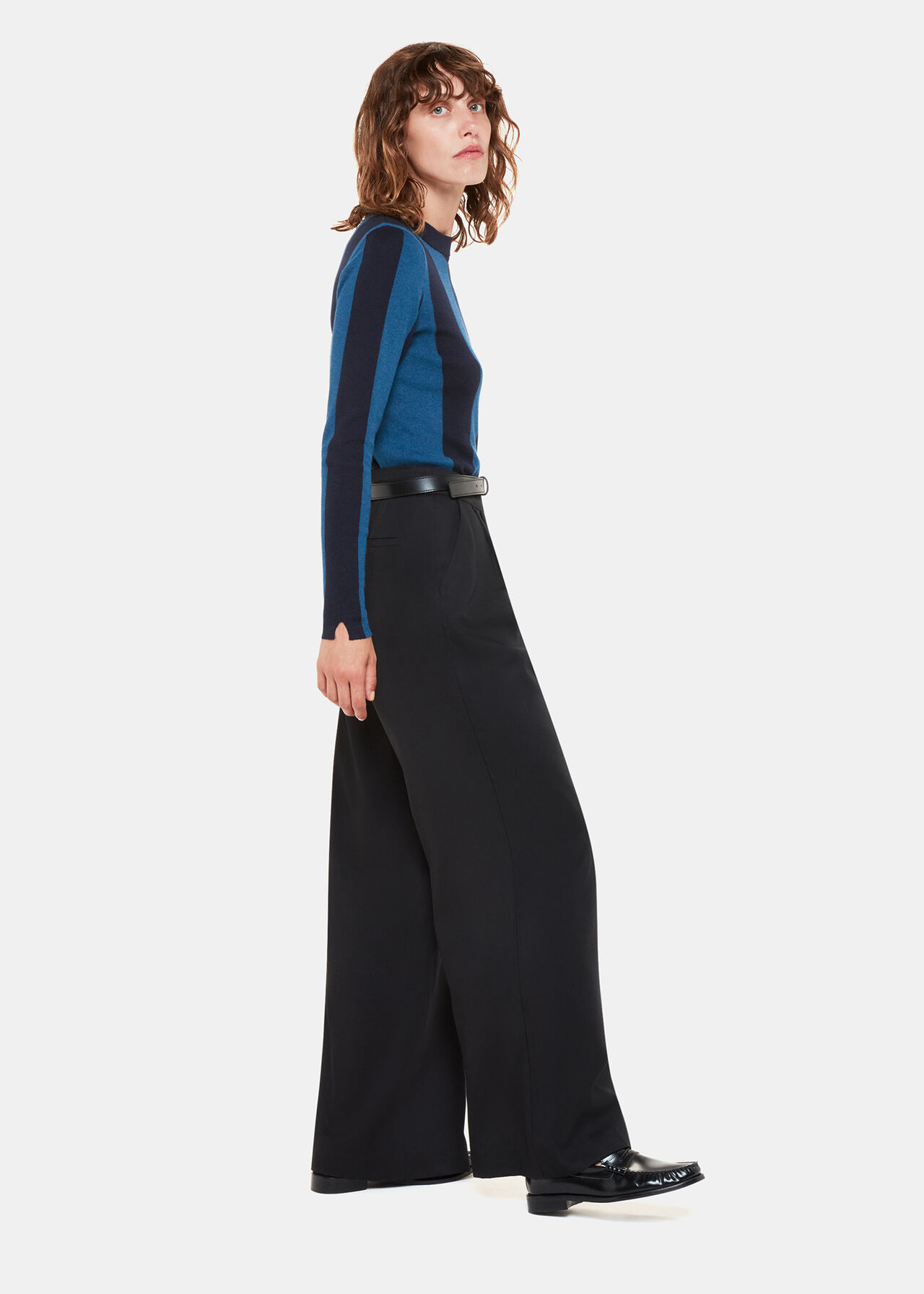 Navymulti Vertical Stripe Crew Neck Whistles Whistles Uk