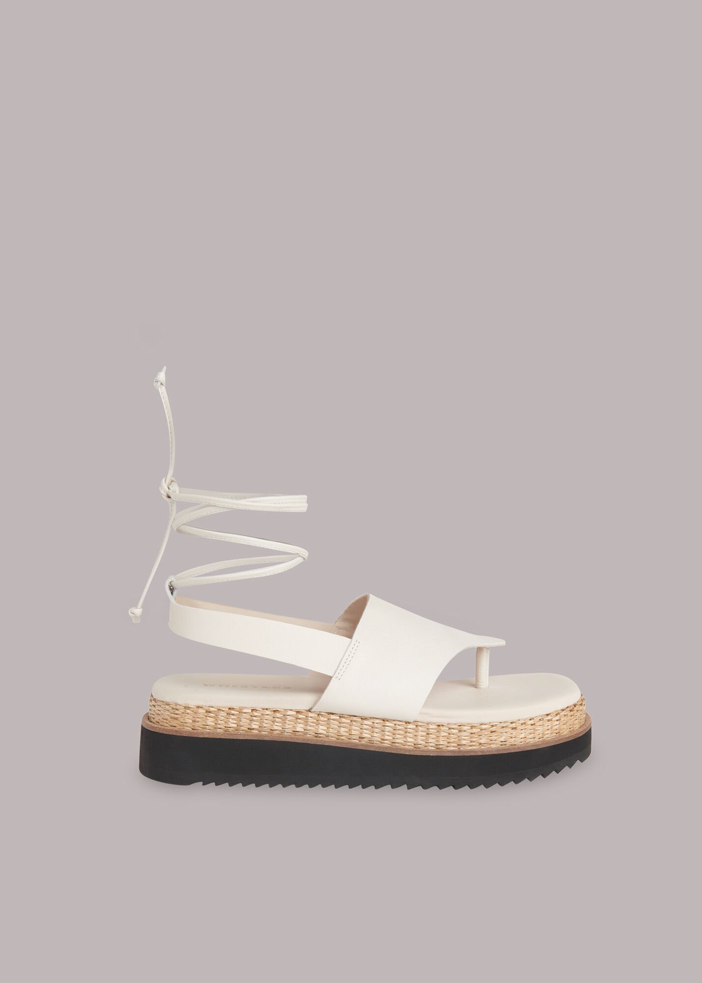 White Lia Raffia Platform Sandal | WHISTLES | Whistles UK
