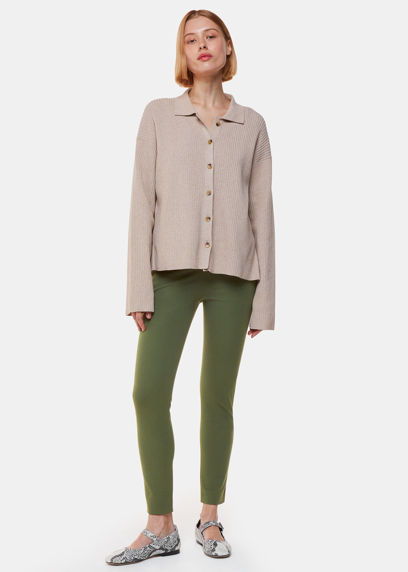 Khaki Super Stretch Trouser | WHISTLES | Whistles UK