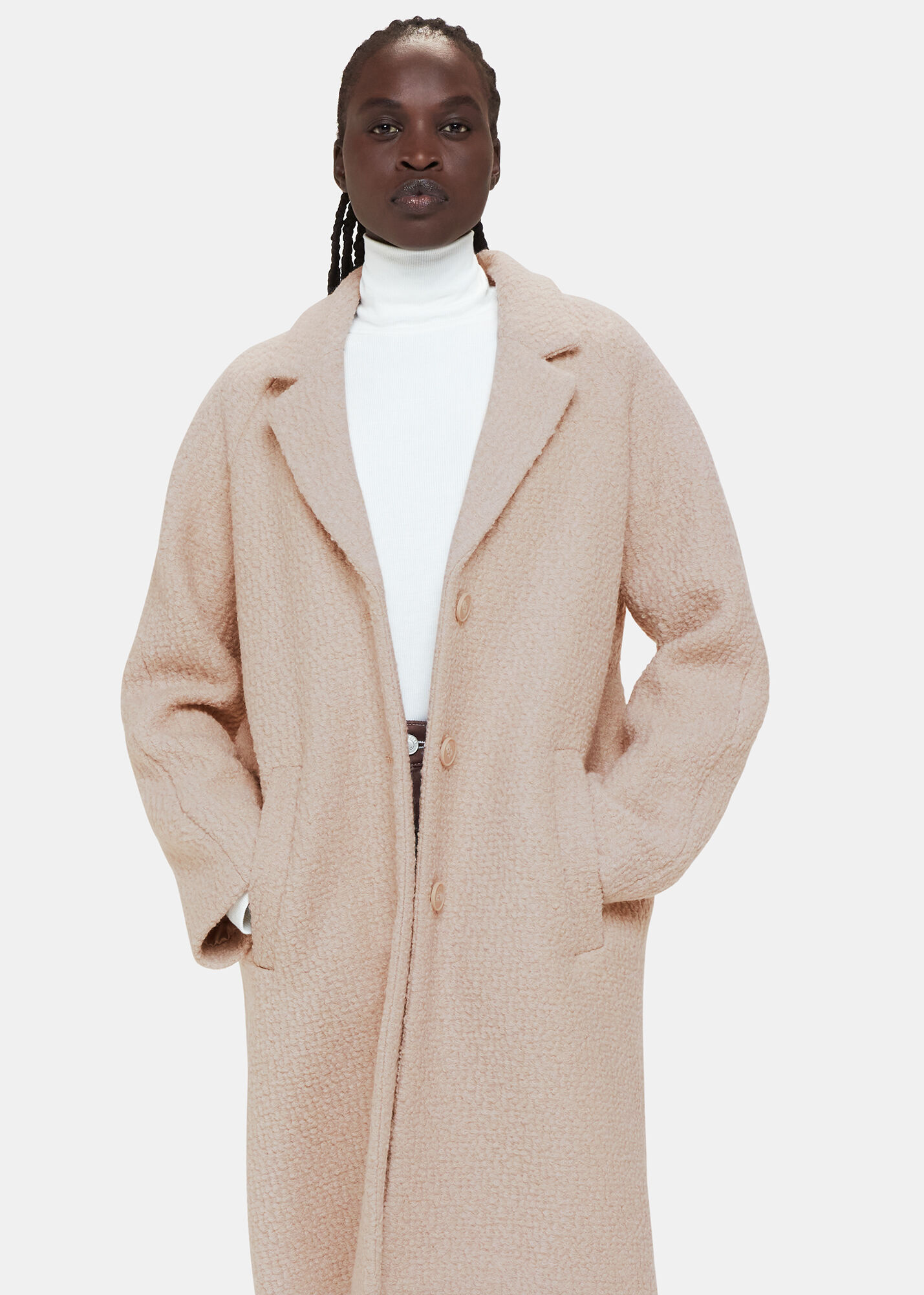 Beige Boucle Wool Coat | Single-Breasted | Relaxed Fit | Whistles ...