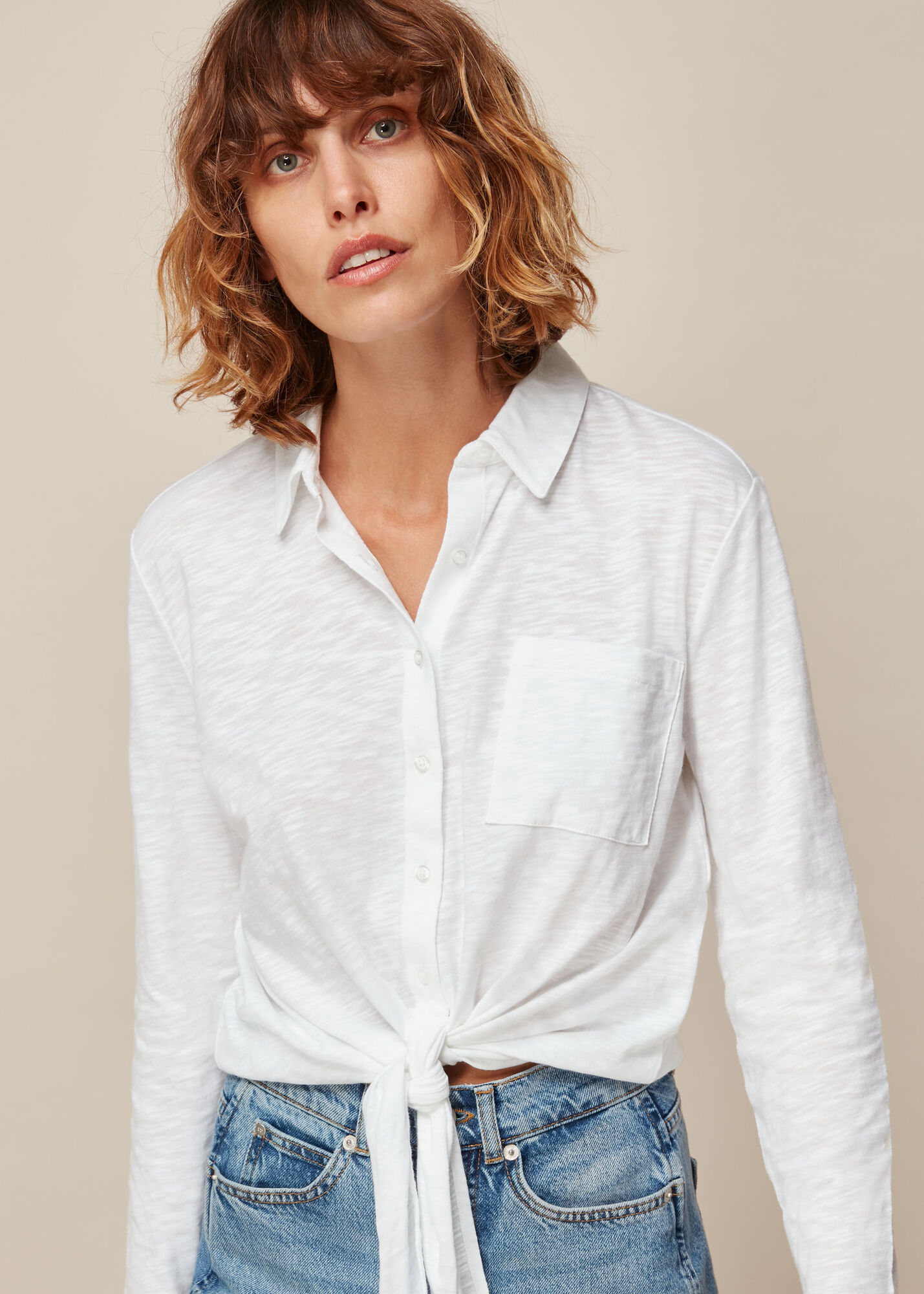 White Button Front Shirt | WHISTLES