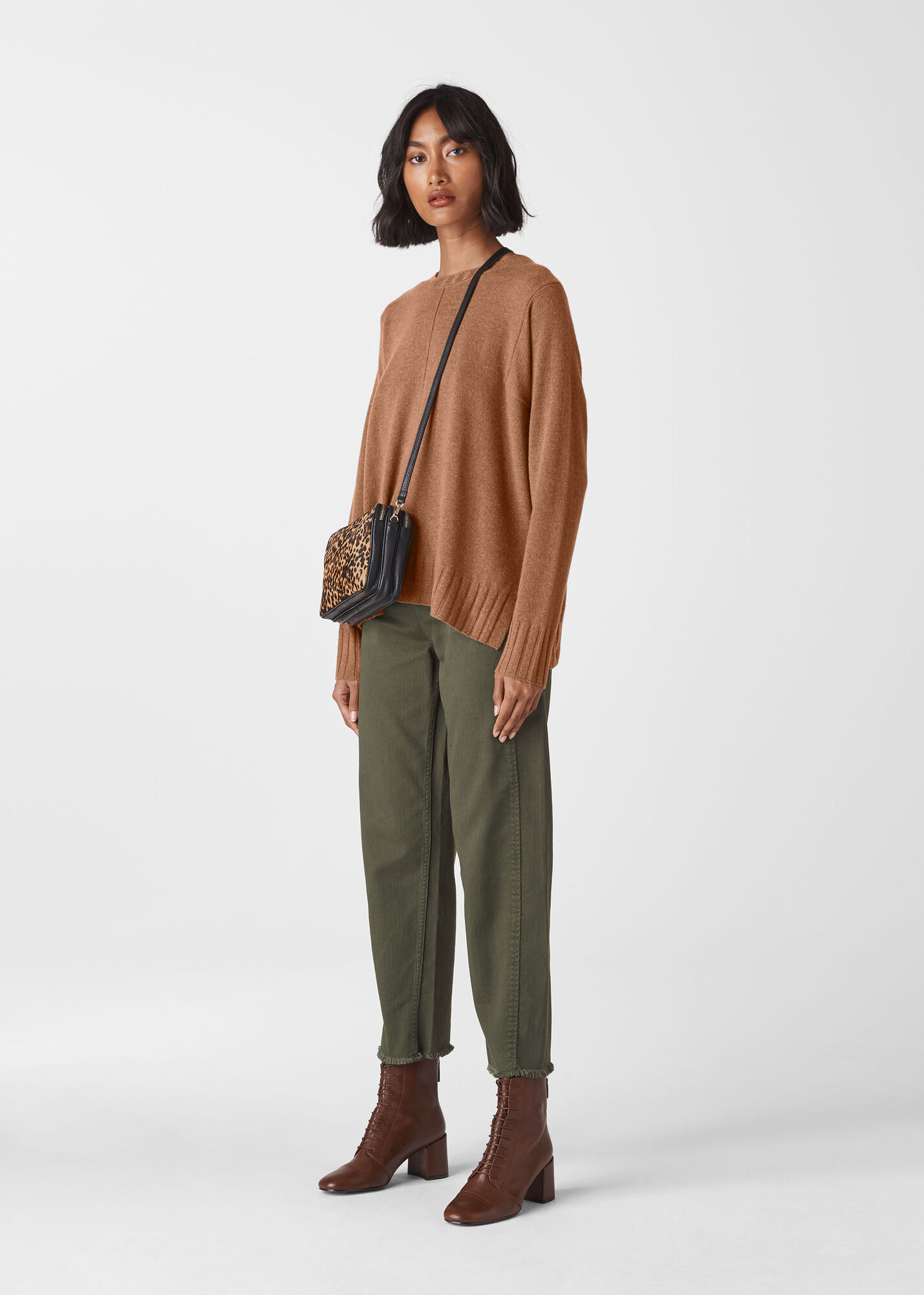 Camel Cashmere Crew Neck Sweater | WHISTLES | Whistles UK