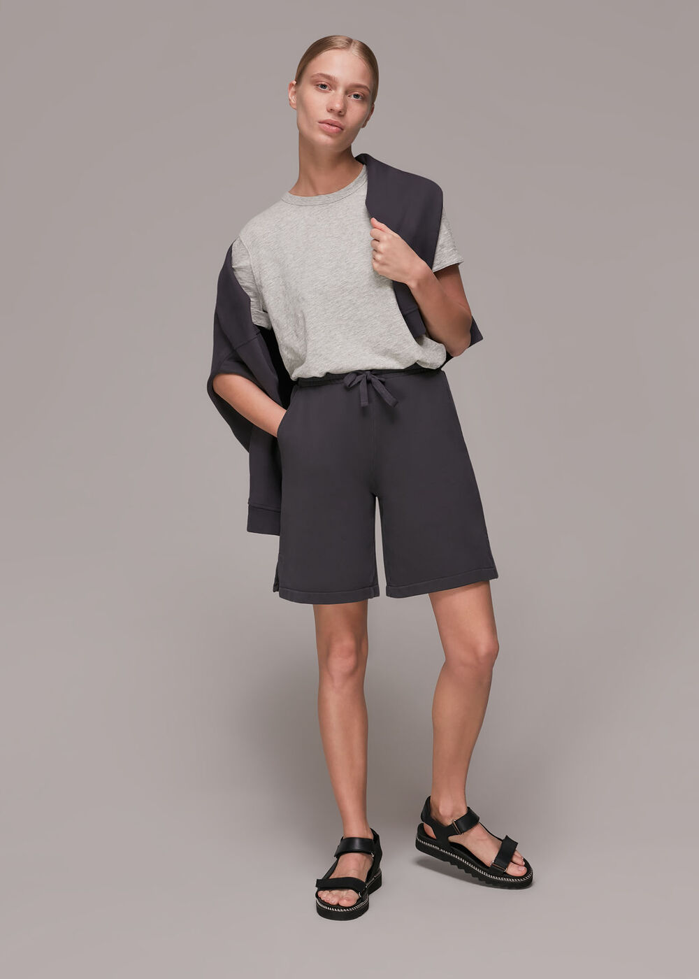 Grey Marl Emily Ultimate Tee Shirt | WHISTLES | Whistles ROW
