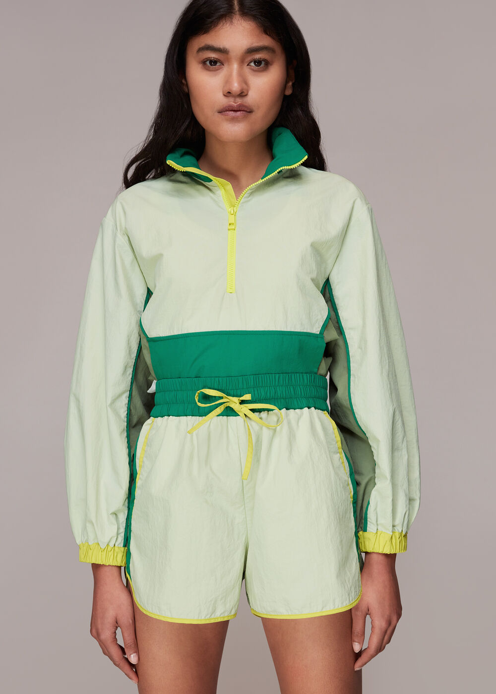 Green/Multi Colour Block Anorak | WHISTLES | Whistles UK