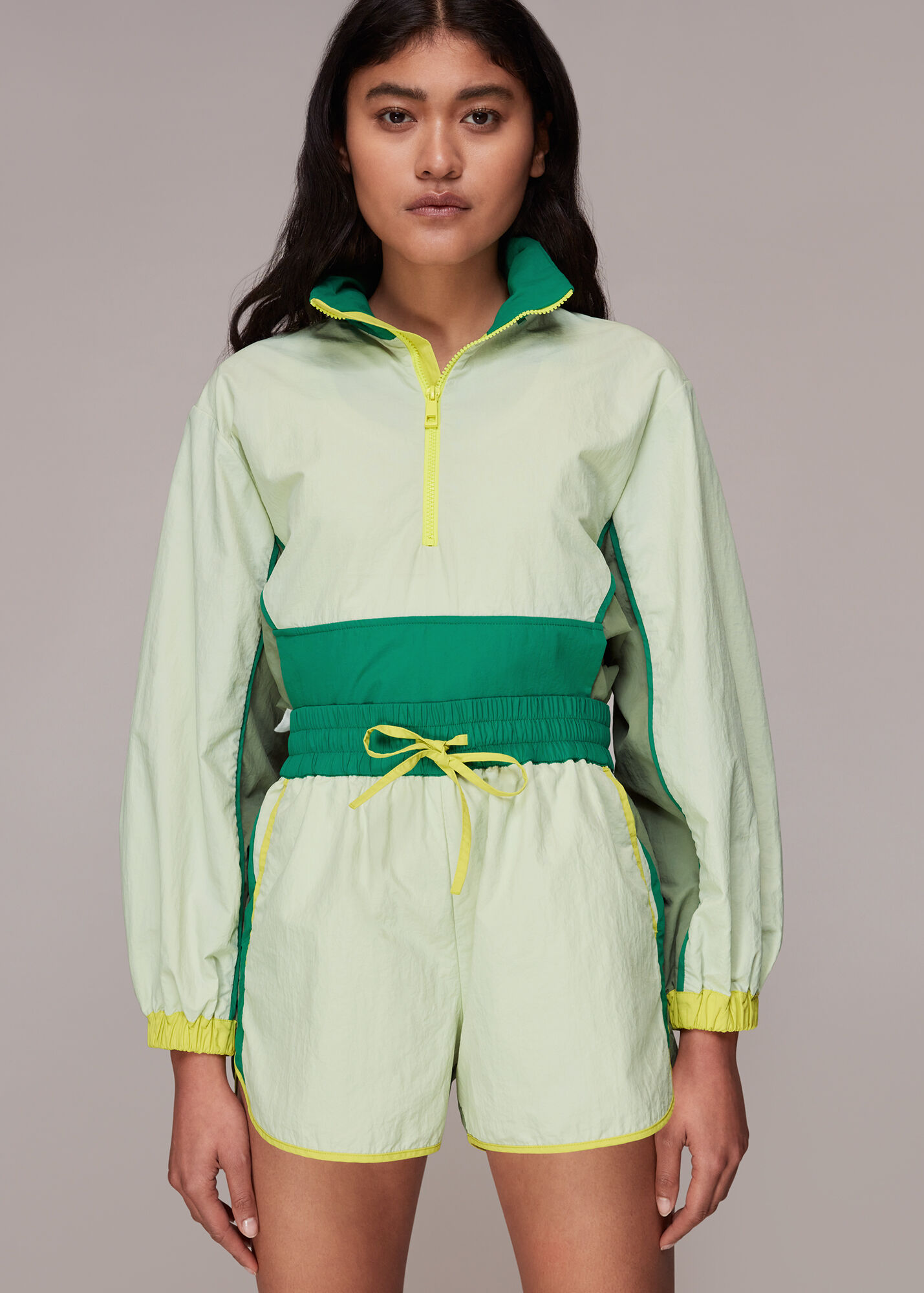 Green/Multi Colour Block Anorak | WHISTLES | Whistles UK