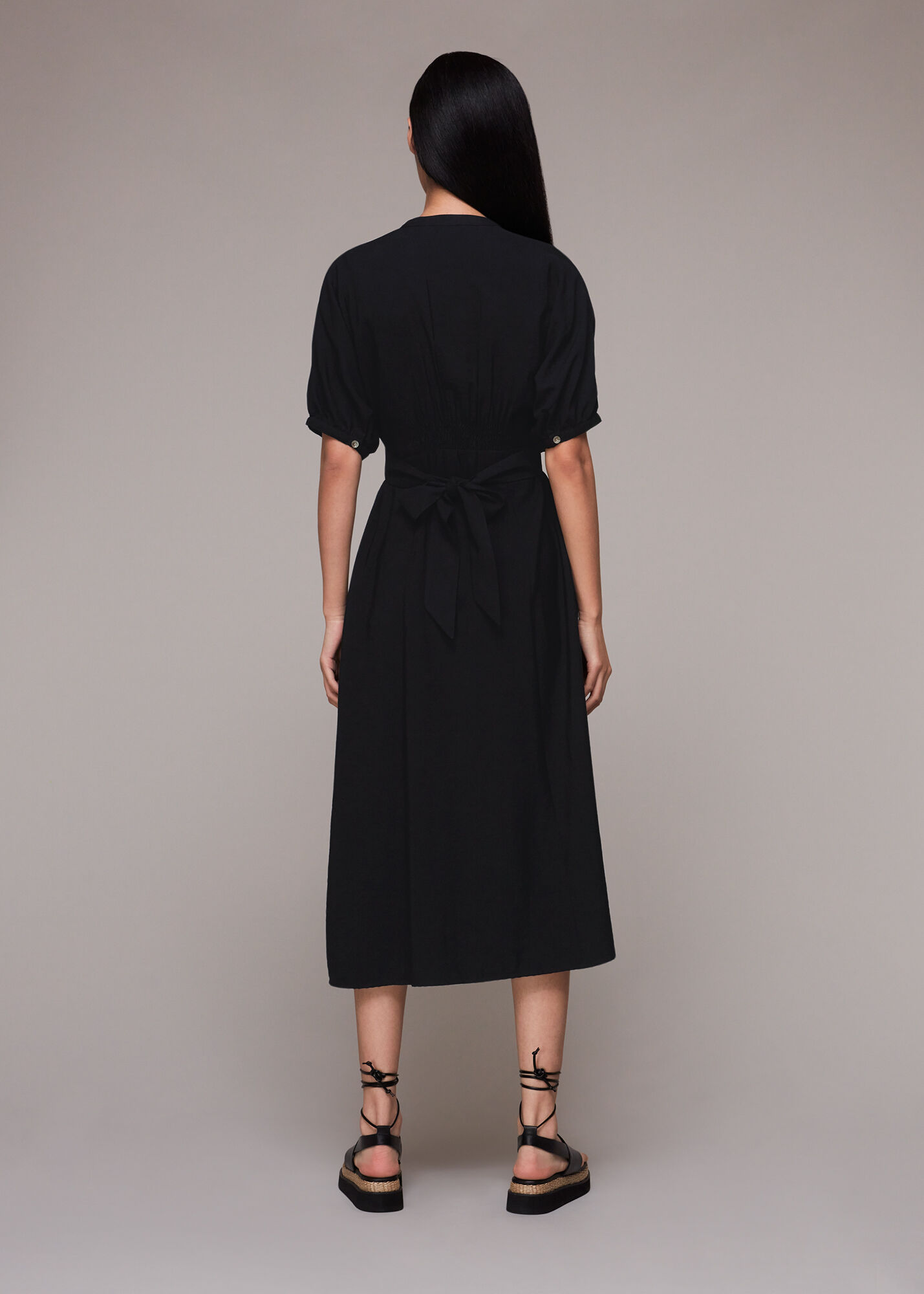 Black Amber Midi Dress | WHISTLES | Whistles UK
