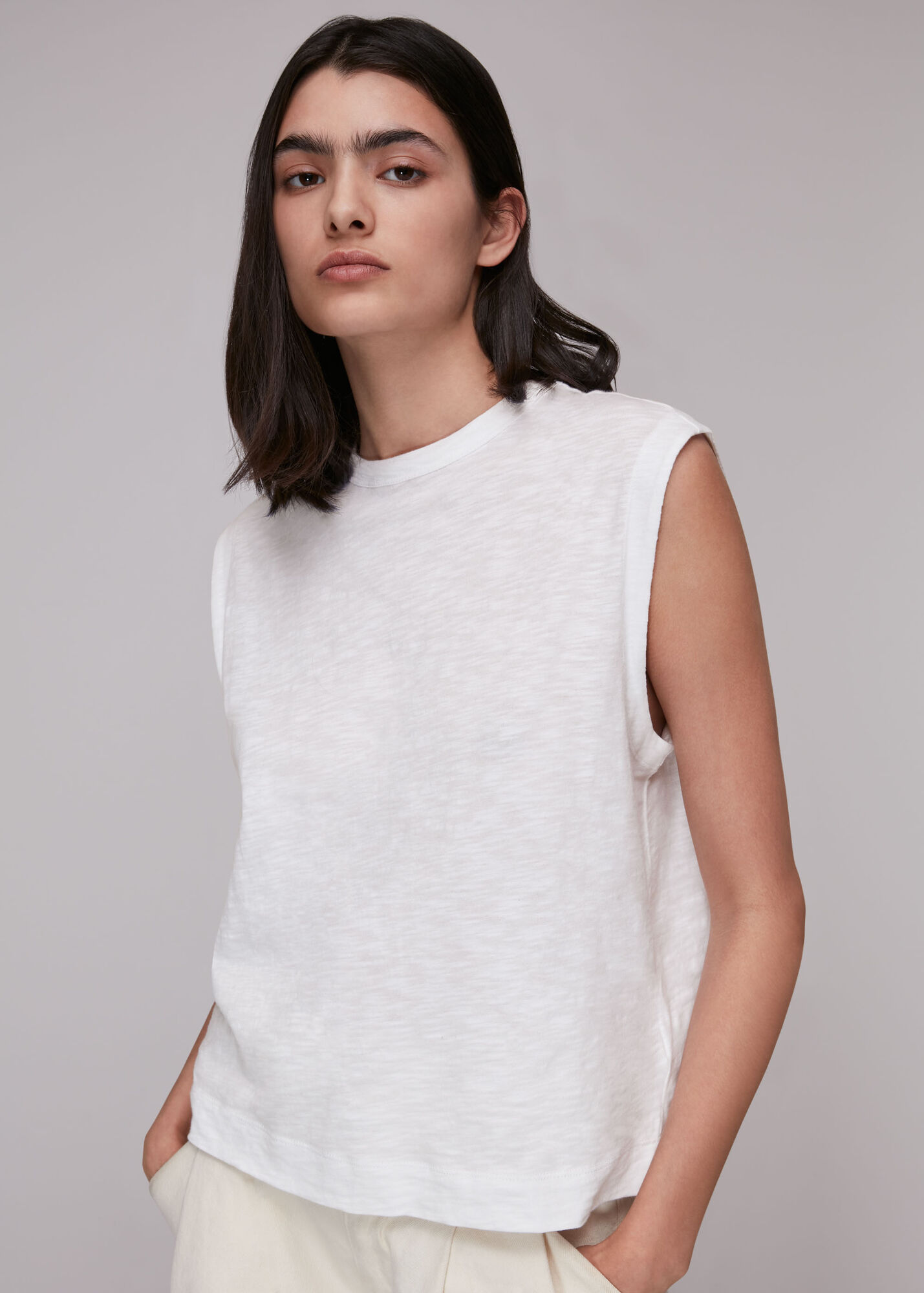 White Easy Muscle Vest Top | WHISTLES | Whistles UK