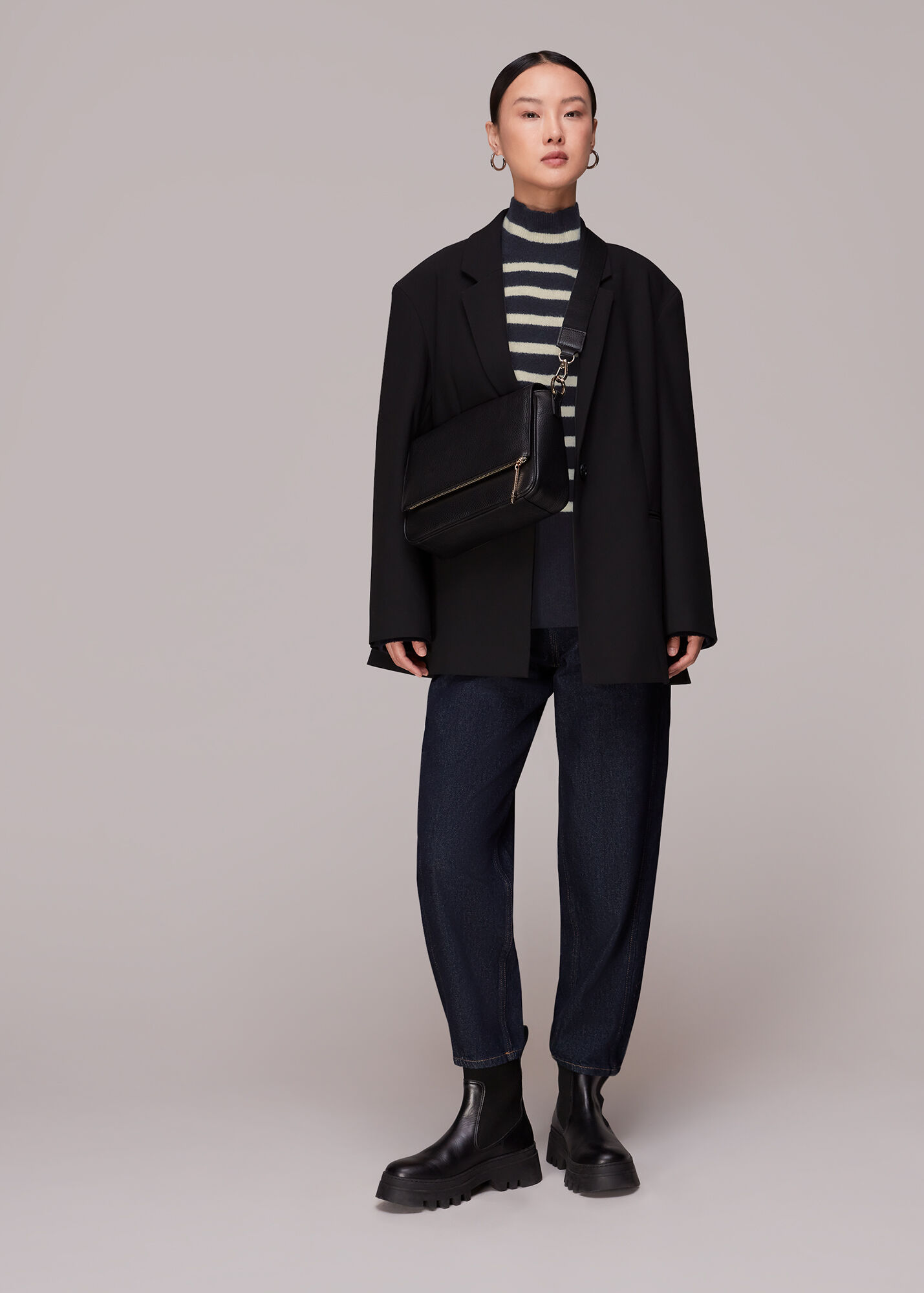 Navymulti Stripe Funnel Neck Jumper Whistles