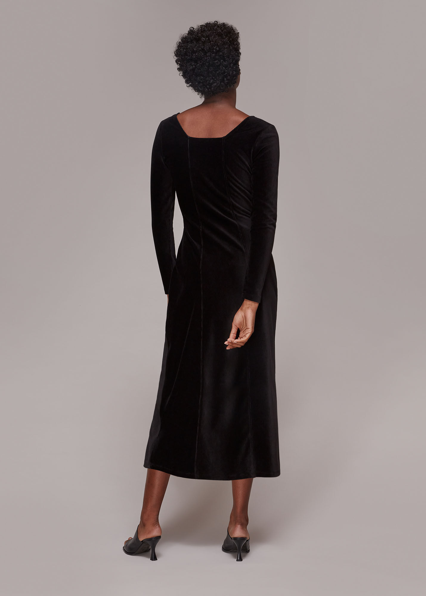 Black Cord Velvet Bust Detail Dress | WHISTLES | Whistles UK