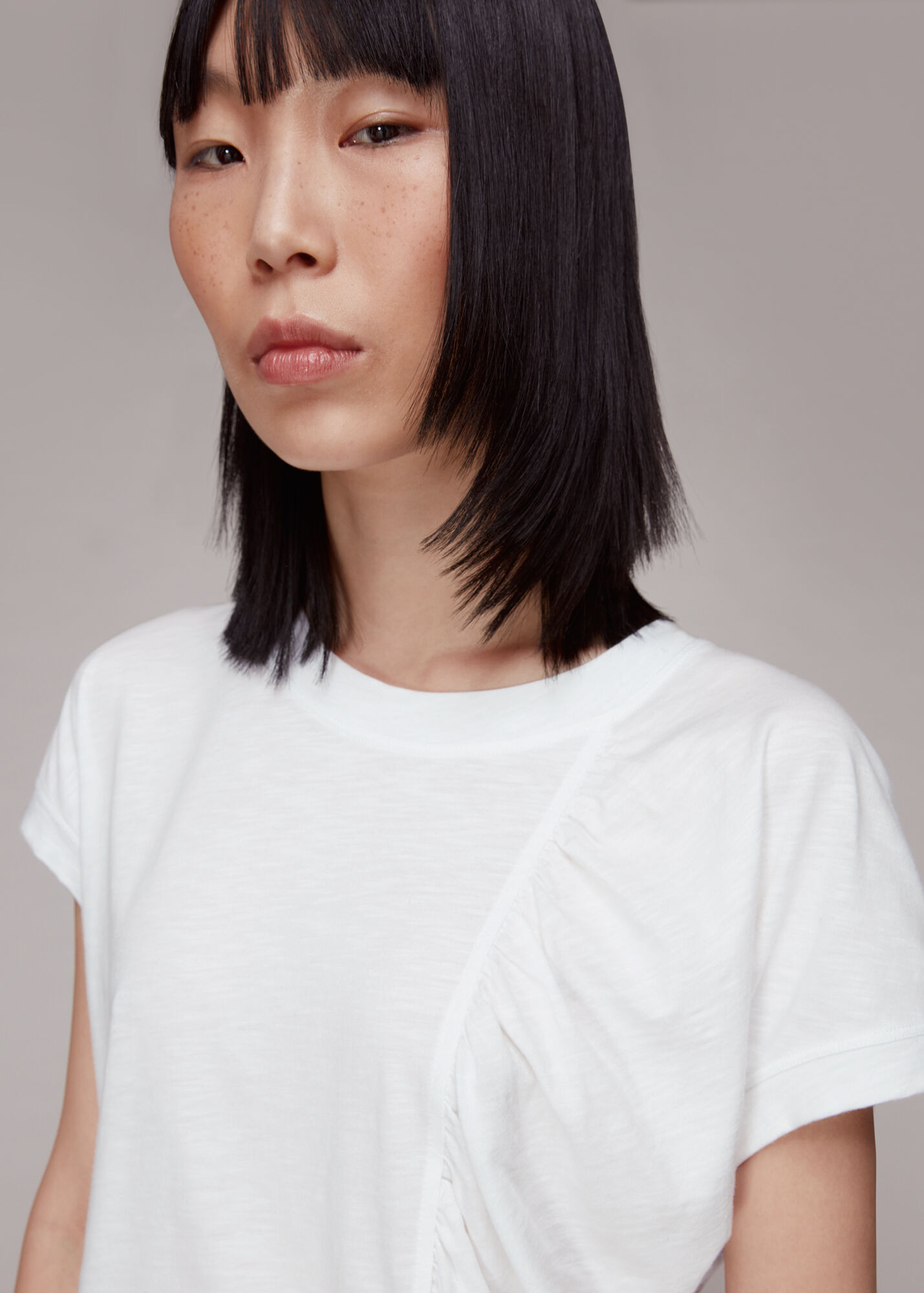 White Aspen Gathered Side Top | WHISTLES | Whistles UK