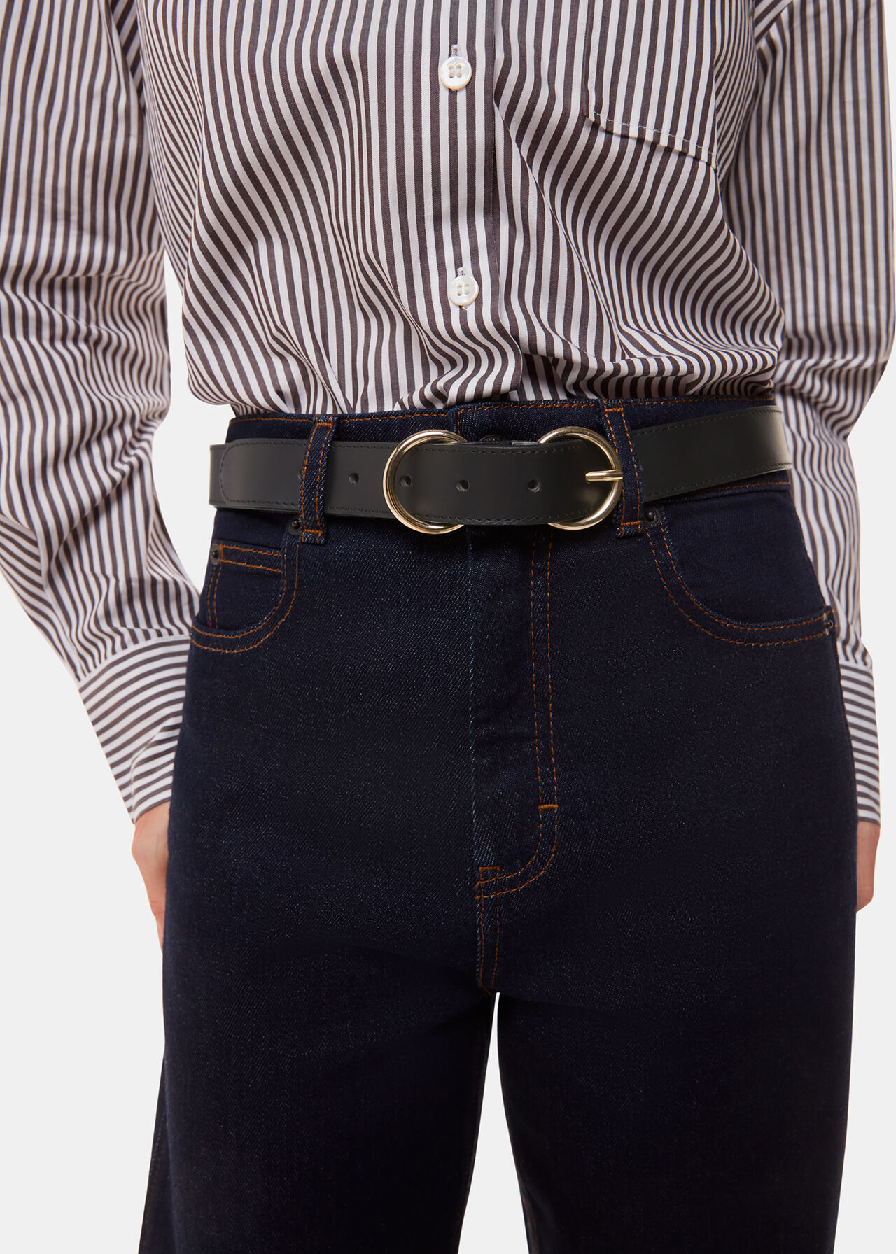 Black Double Ring Buckle Belt | WHISTLES | Whistles ROW