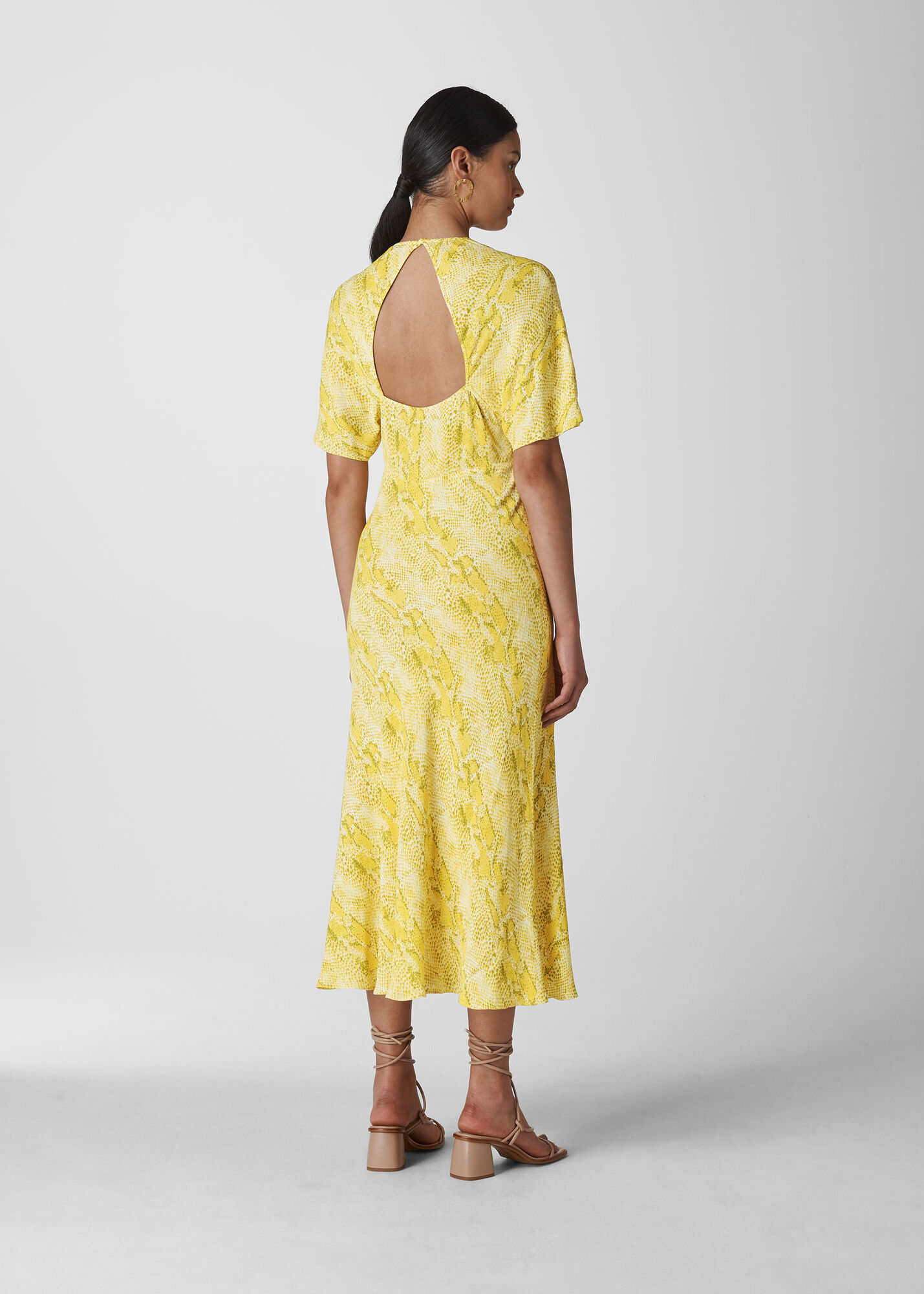 Yellow/Multi Python Print Midi Dress | WHISTLES