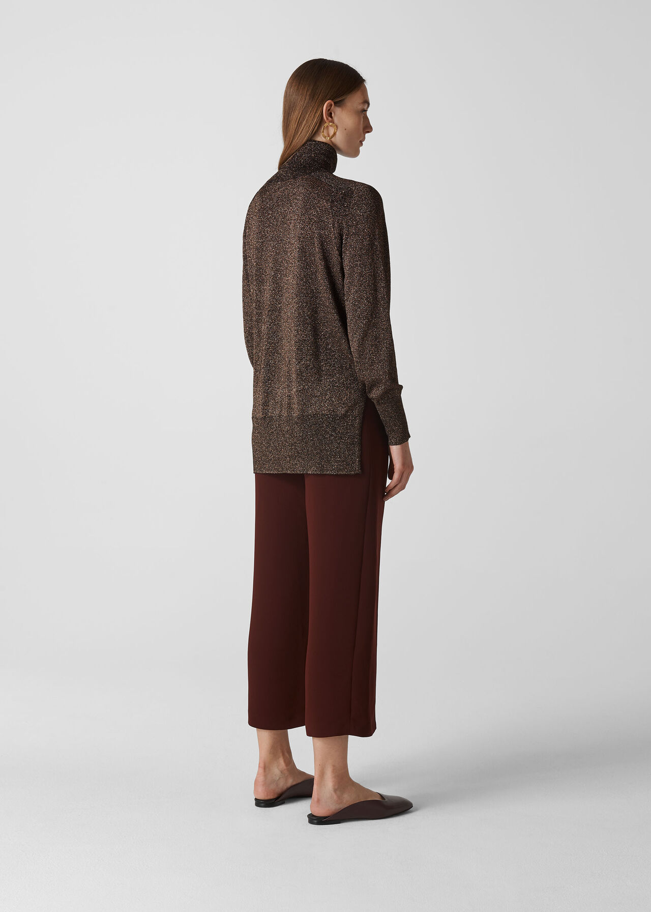 Silver Sparkle Relaxed Polo Neck | WHISTLES