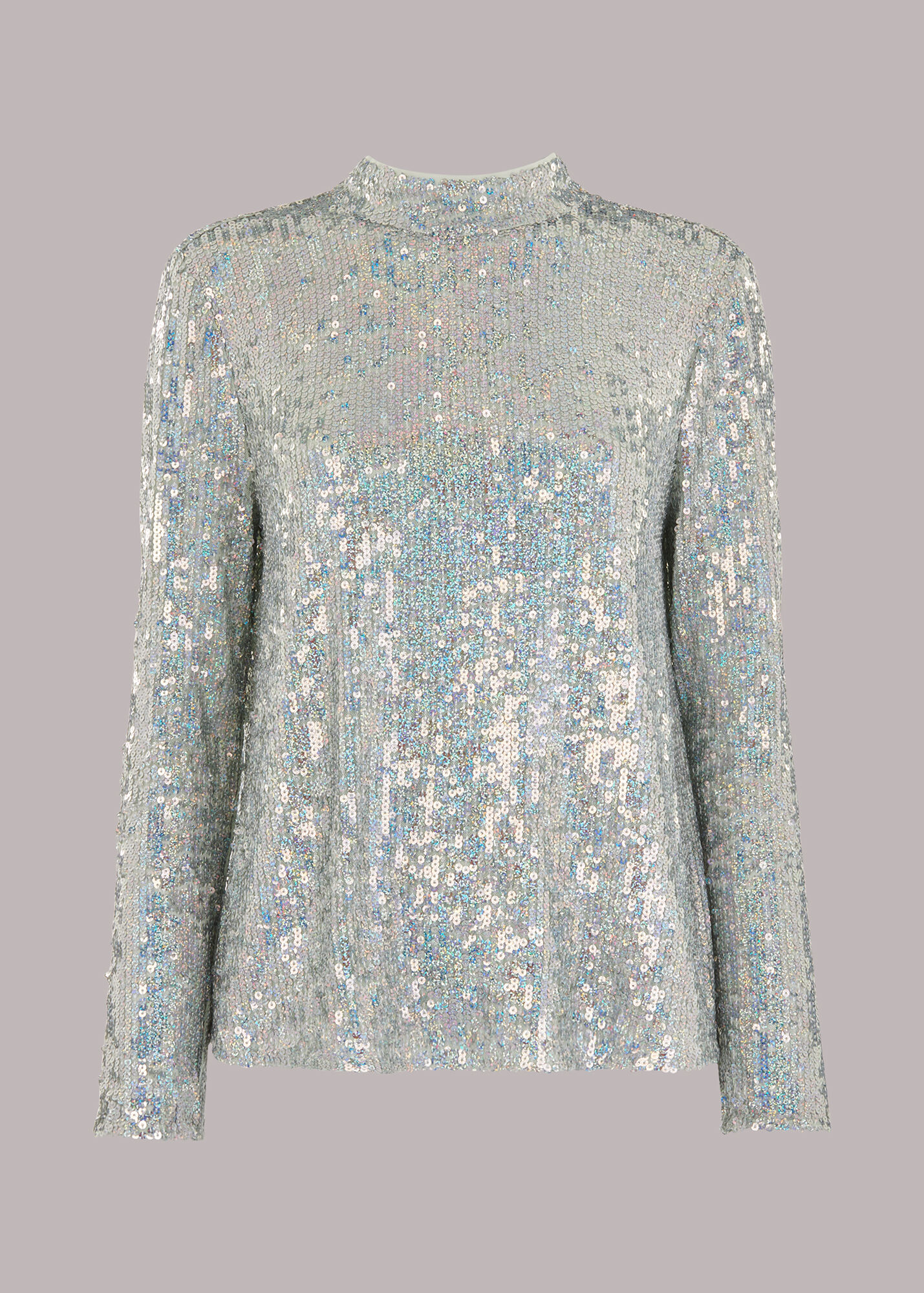 Silver High Neck Sequin Top Whistles Whistles Uk