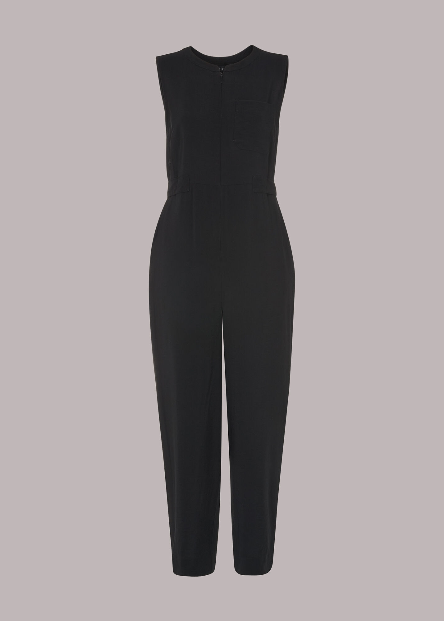 Black Josie Zip Front Jumpsuit | WHISTLES