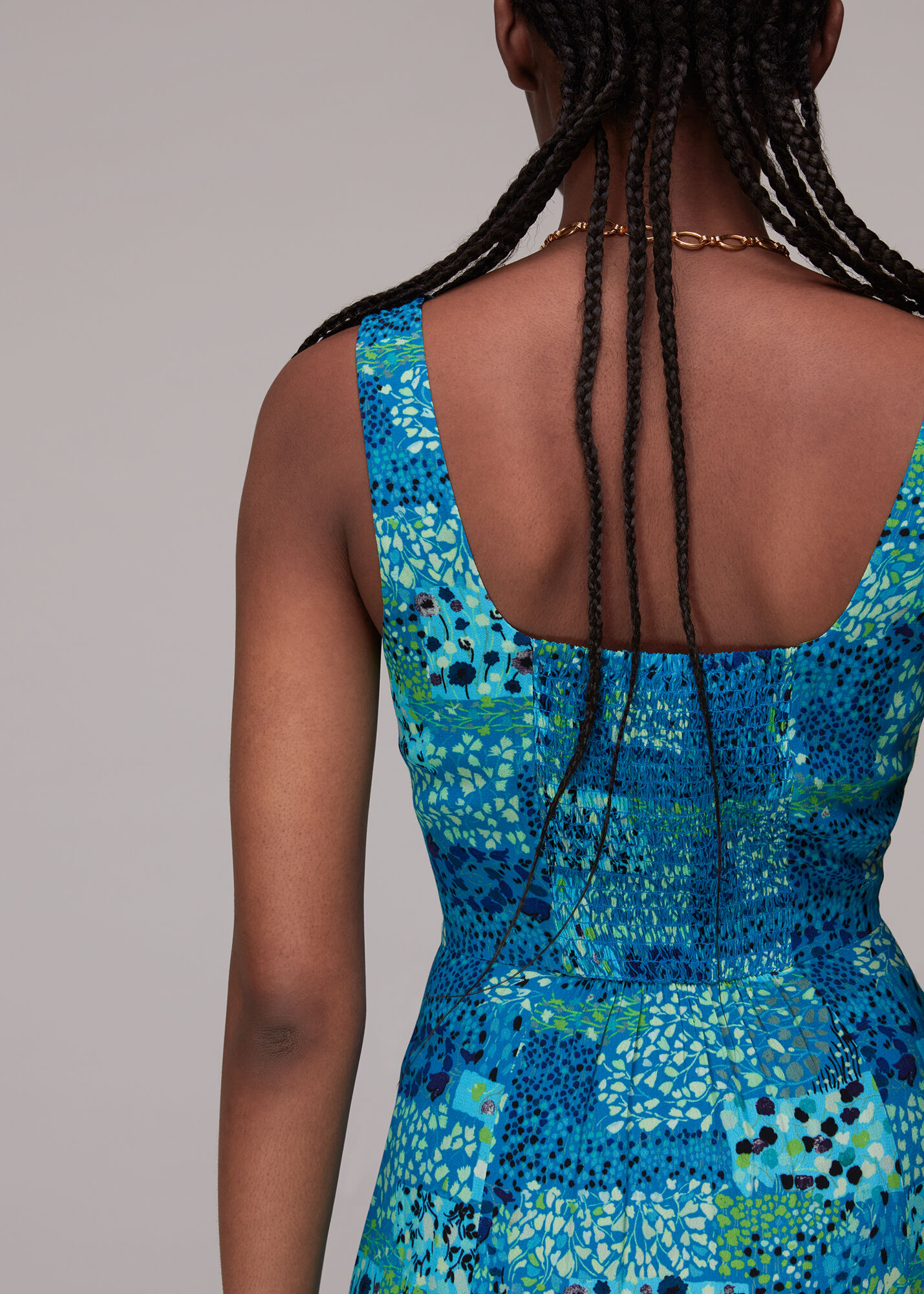 Blue/Multi Spring Meadow Button Up Dress | WHISTLES | Whistles UK