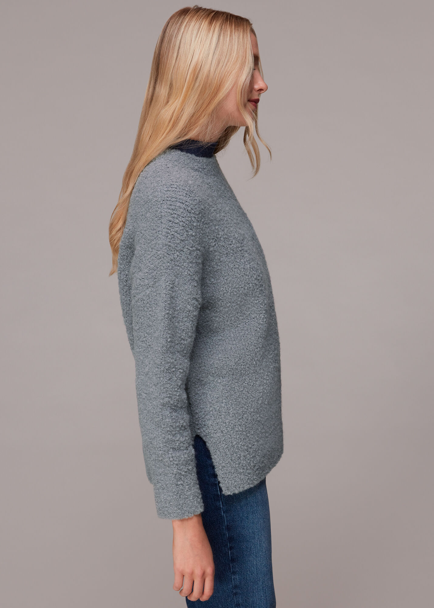 Grey Relaxed Boucle Sweater | WHISTLES | Whistles UK