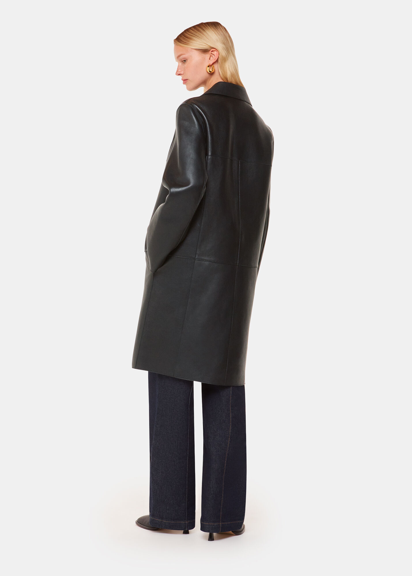 Black Gemma Bonded Leather Coat | WHISTLES | Whistles US