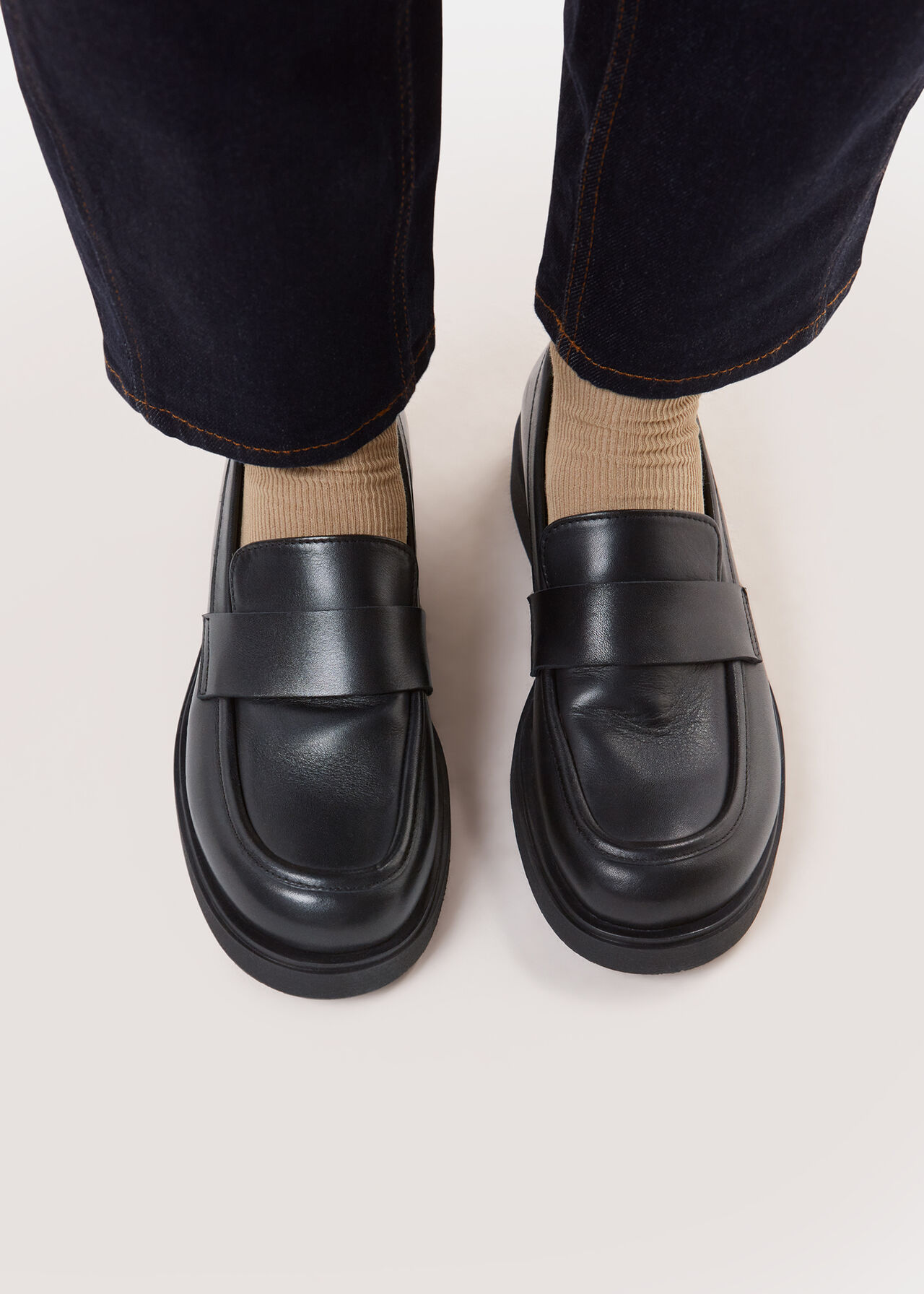 Women's Black Leather Chunky Loafers | Whistles UK