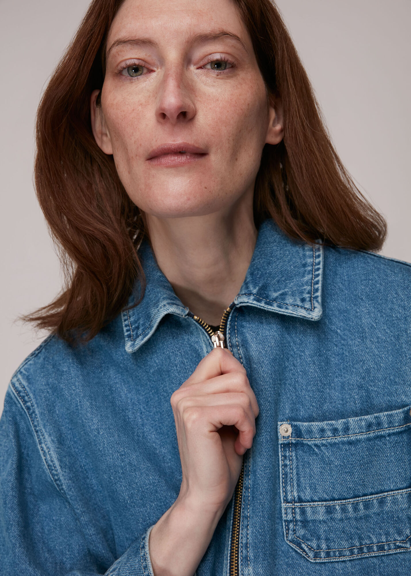 Denim Zip Front Denim Cargo Jacket | WHISTLES | Whistles UK