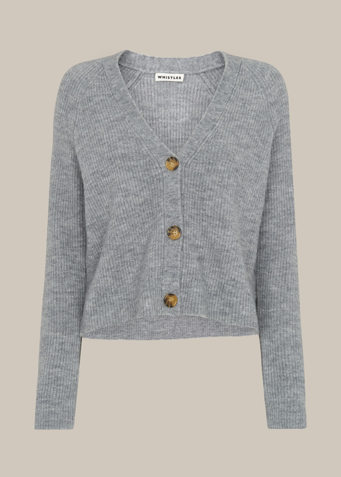 Grey Rib Textured Cardigan | WHISTLES | Whistles UK