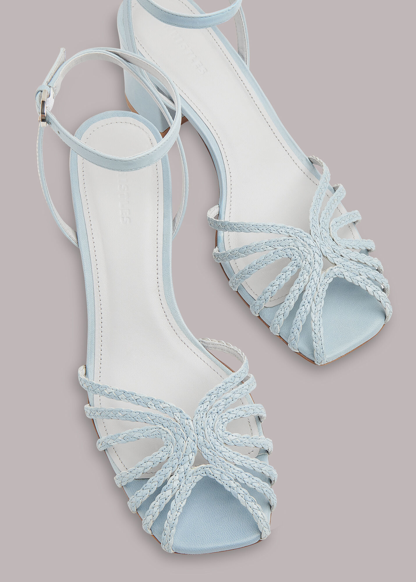 Pale Blue Blakely Plaited Heel Sandal | WHISTLES | Whistles