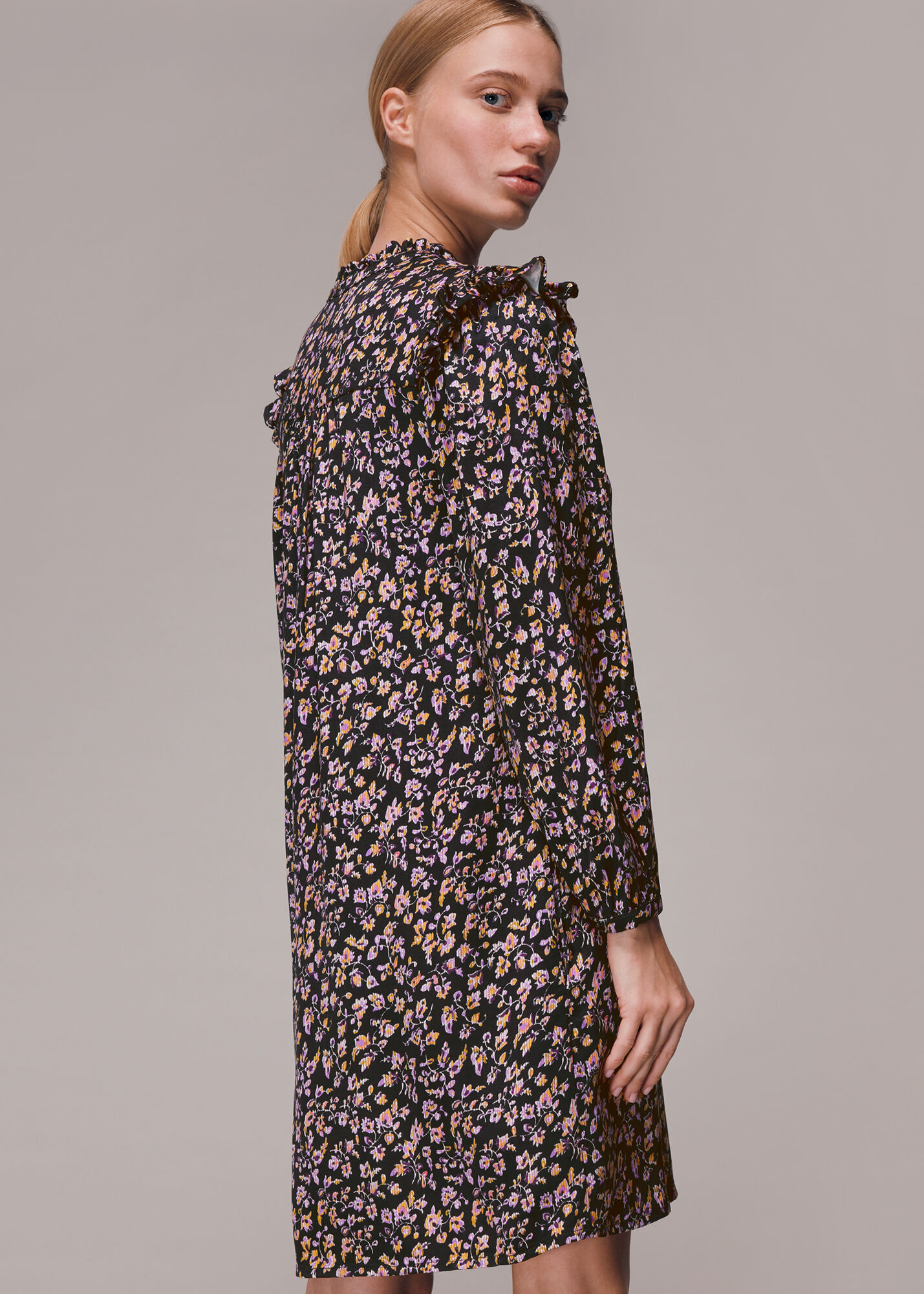 Multicolour Trailing Floral Frill Dress | WHISTLES | Whistles UK