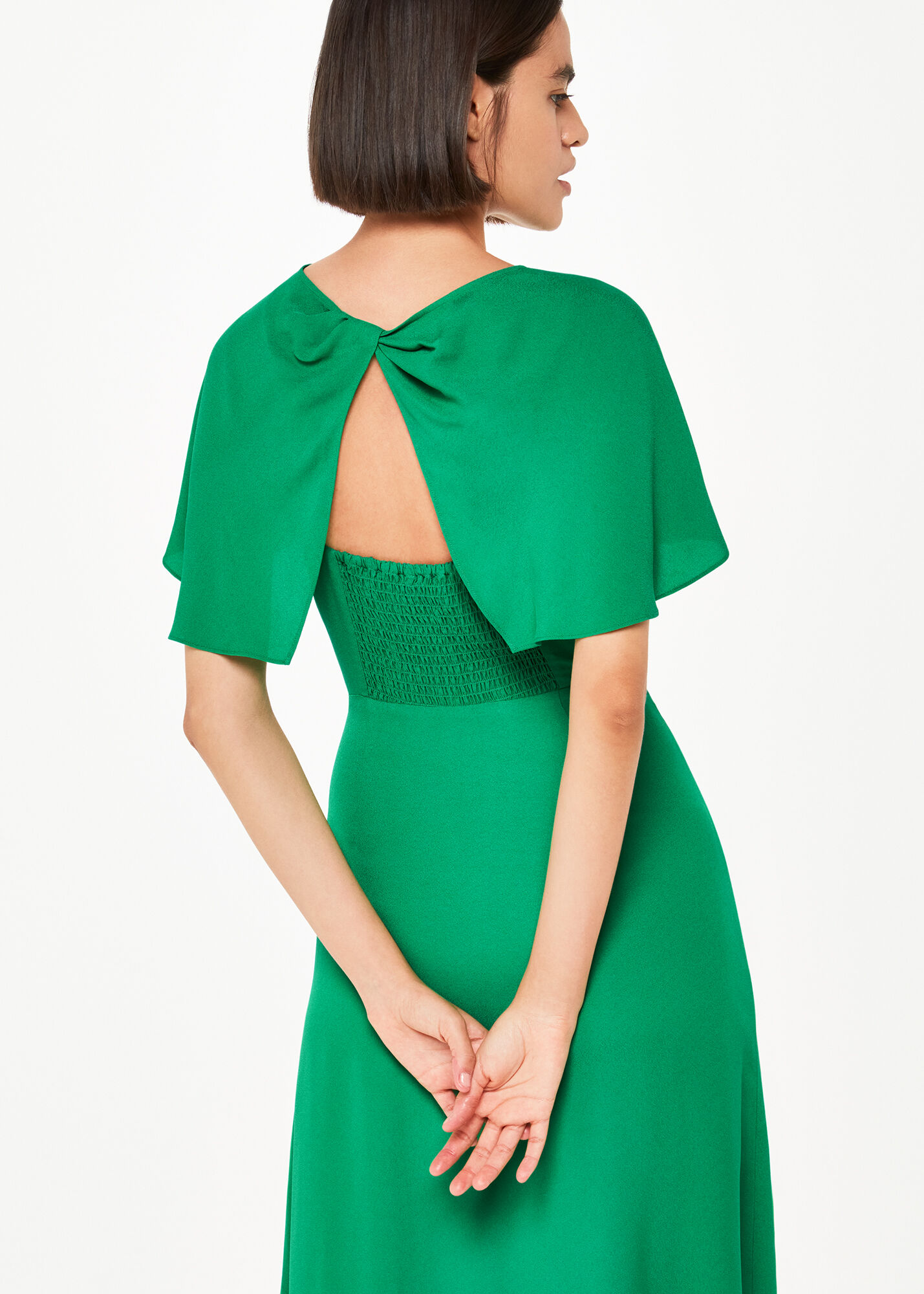 Green Annabelle Cape Sleeve Dress | WHISTLES | Whistles UK
