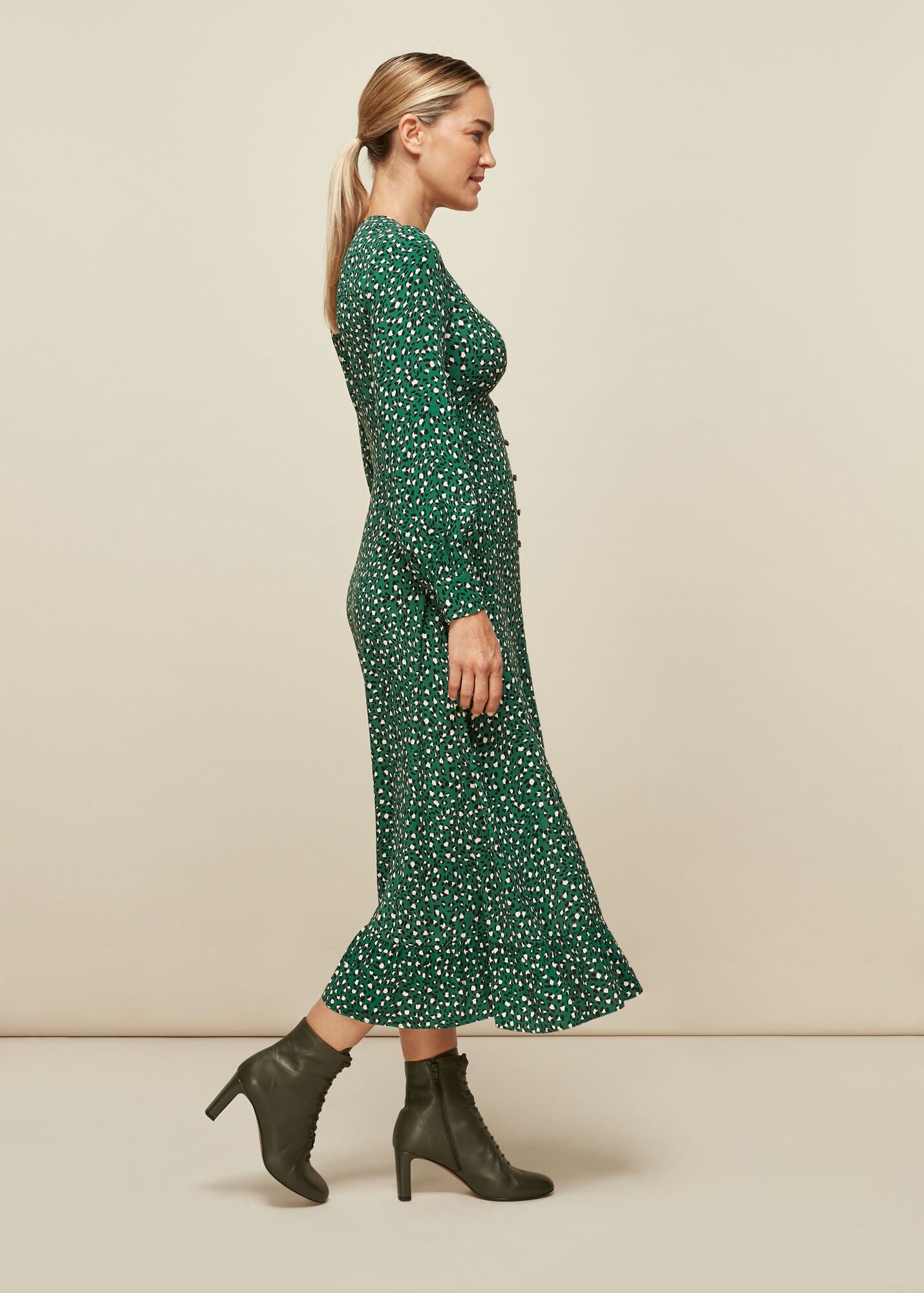 Multicolour Wild Leopard Print Midi Dress | WHISTLES | Whistles UK