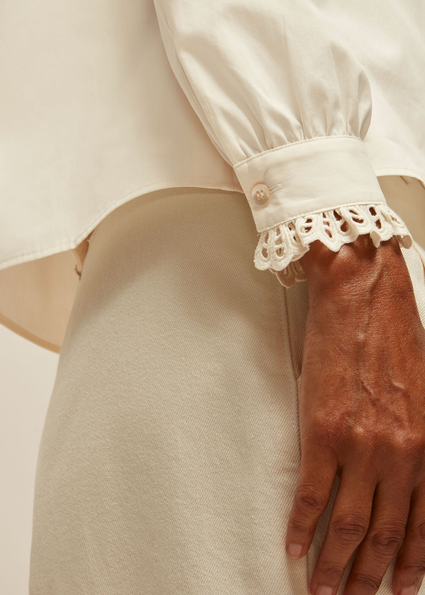 Ivory Lace Collared Cotton Blouse | WHISTLES | Whistles UK