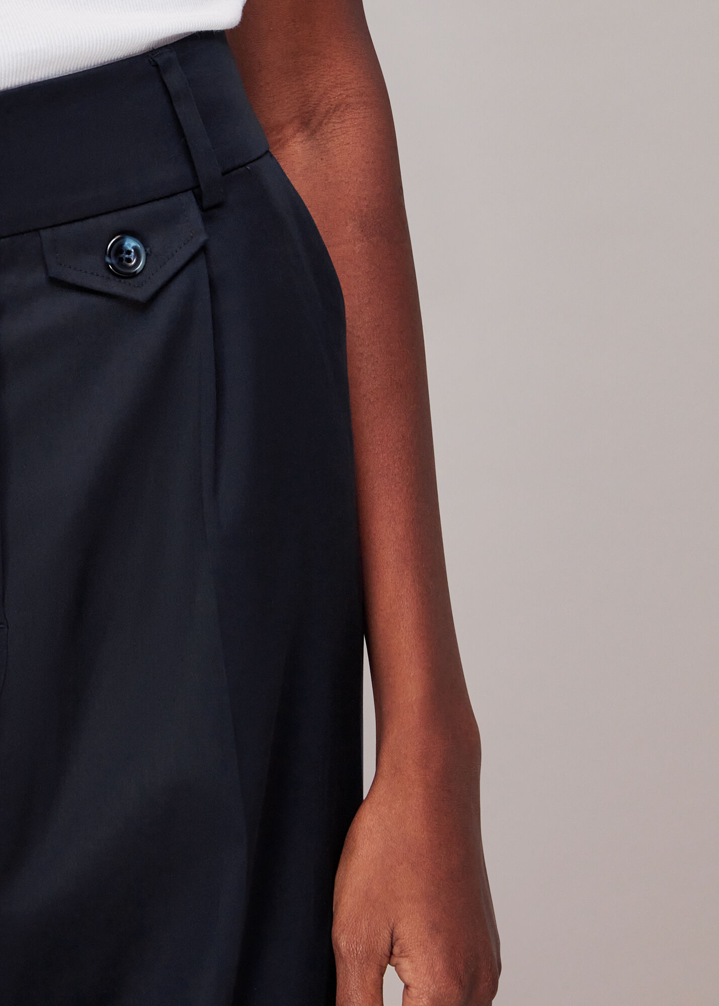 Navy Tess Full Length Trouser | WHISTLES | Whistles UK