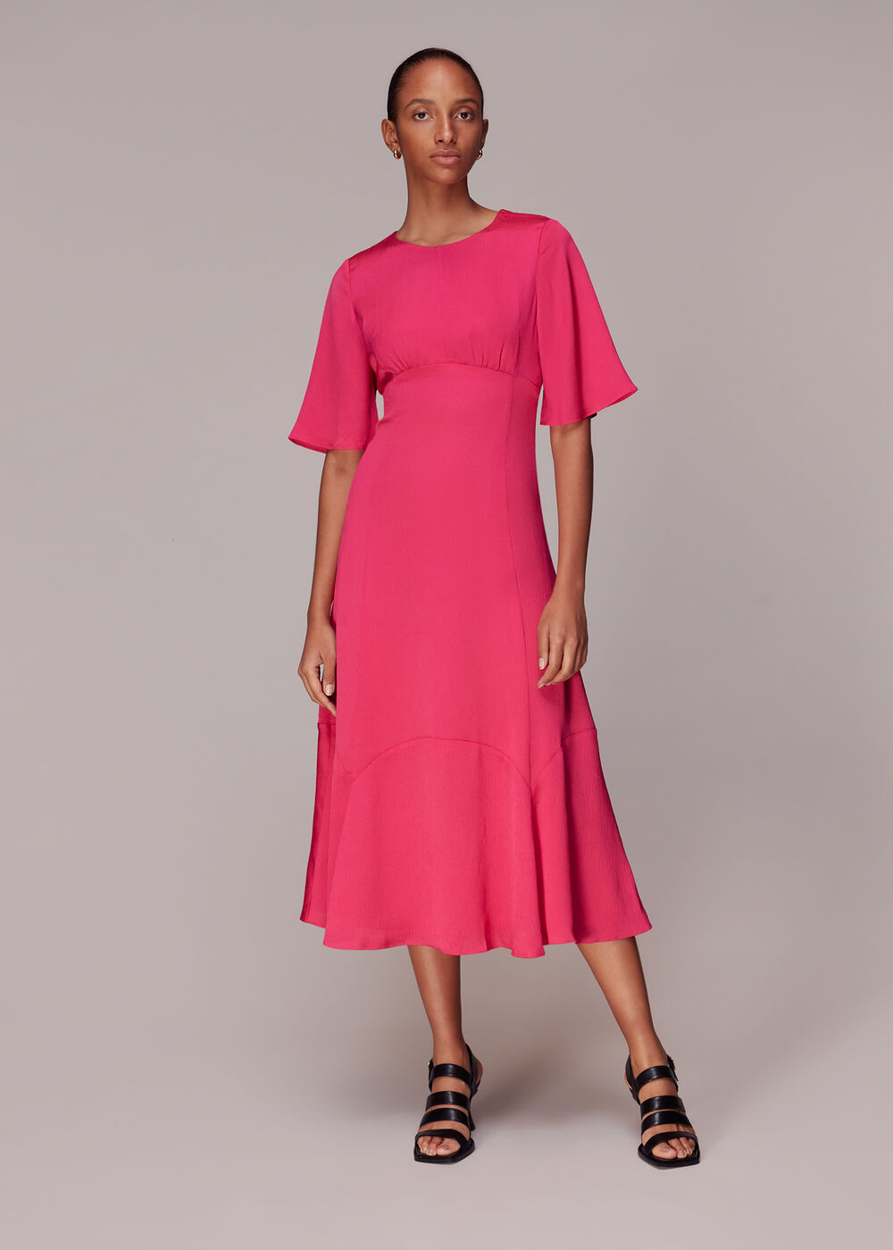 Pink Alana Satin Cut Out Dress | WHISTLES | Whistles US