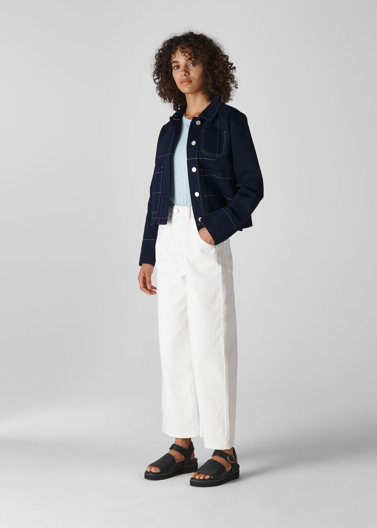 Navy Patch Pocket Utility Jacket | WHISTLES | Whistles ROW