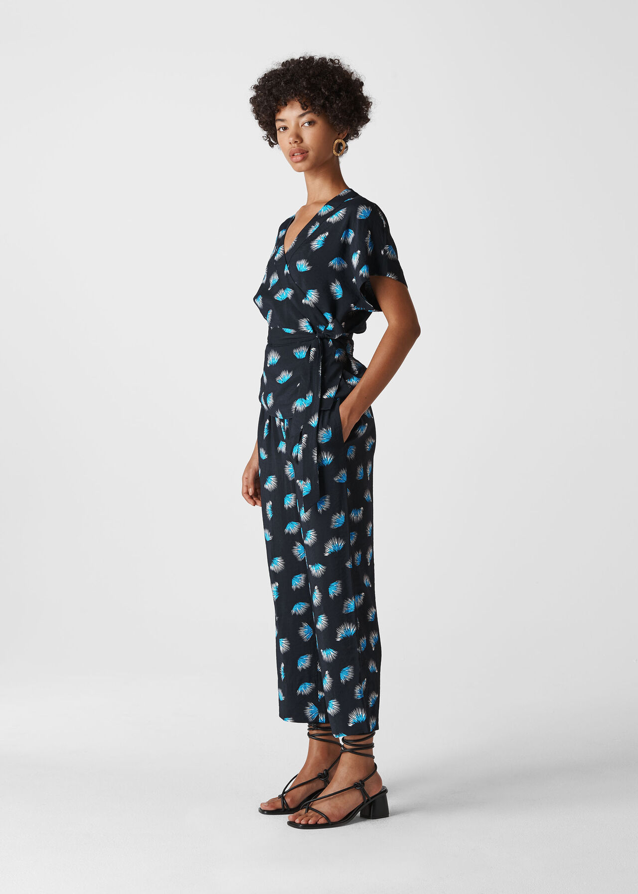 Coral Print Wrap Top