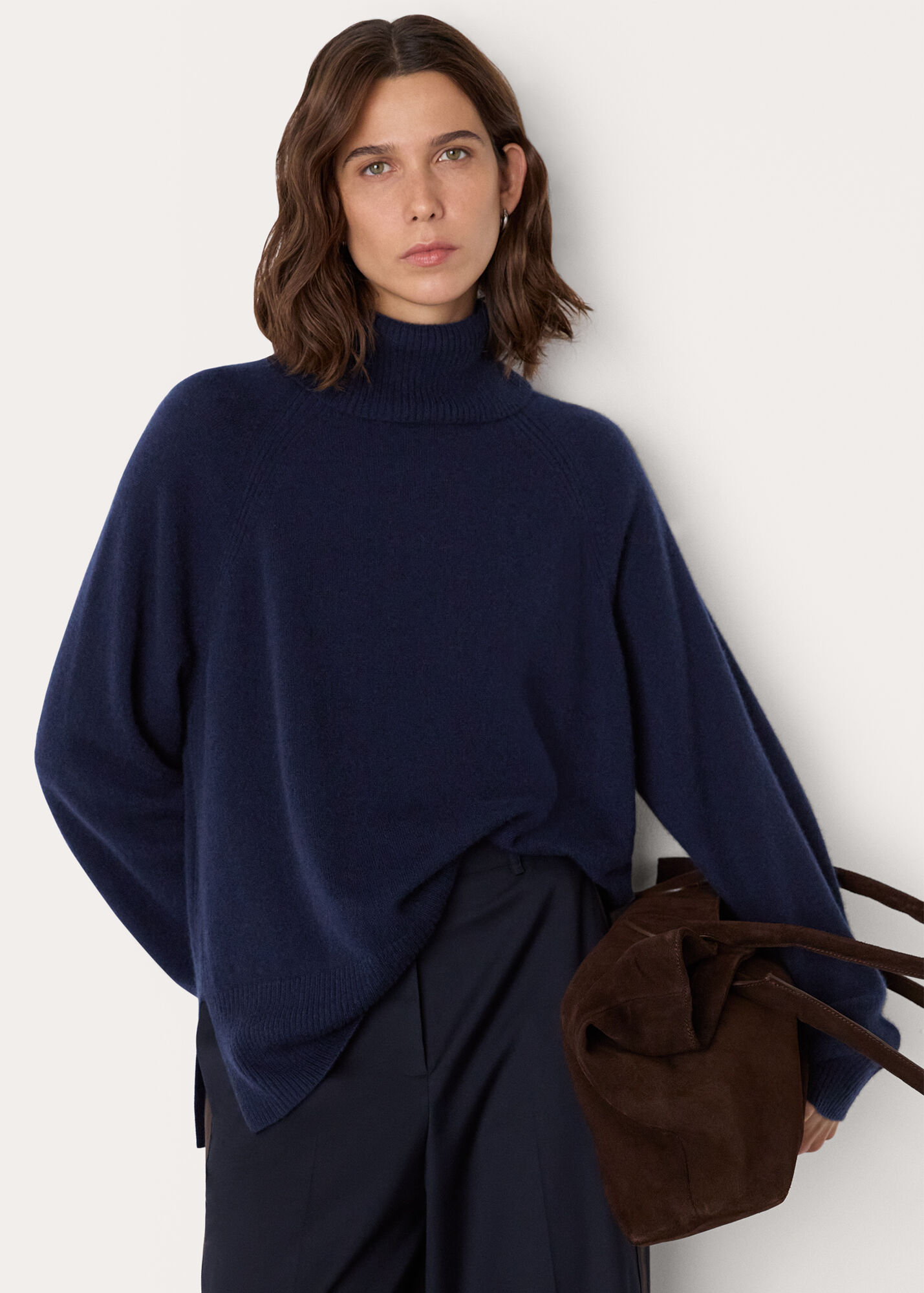 Navy Cashmere Roll Neck Jumper | Whistles