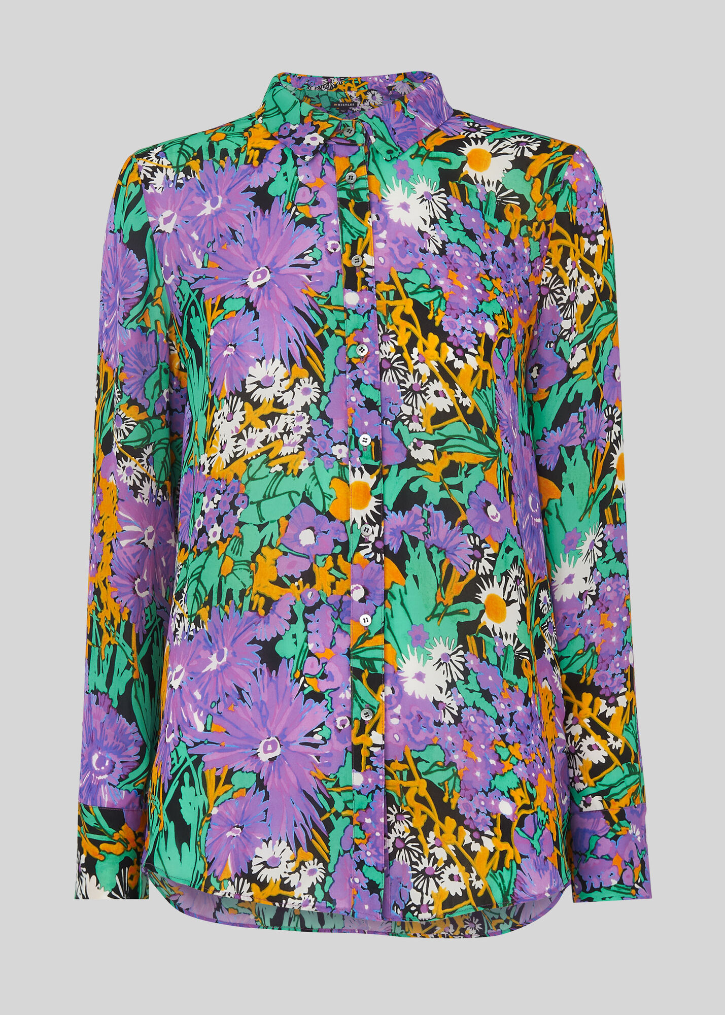 Multicolour Simone Floral Print Silk Shirt | WHISTLES