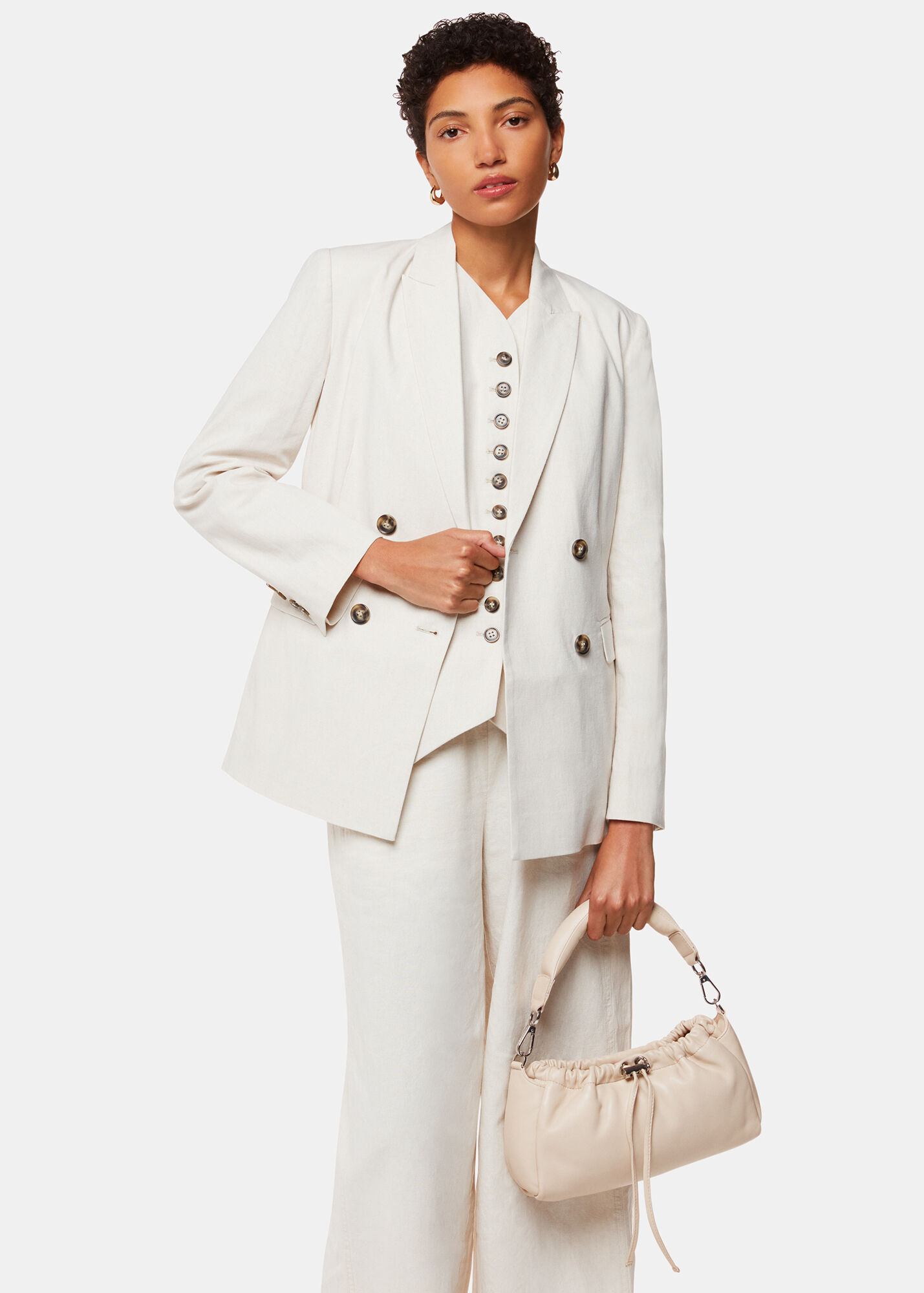 Beige Benny Drawstring Shoulder Bag | WHISTLES | Whistles UK