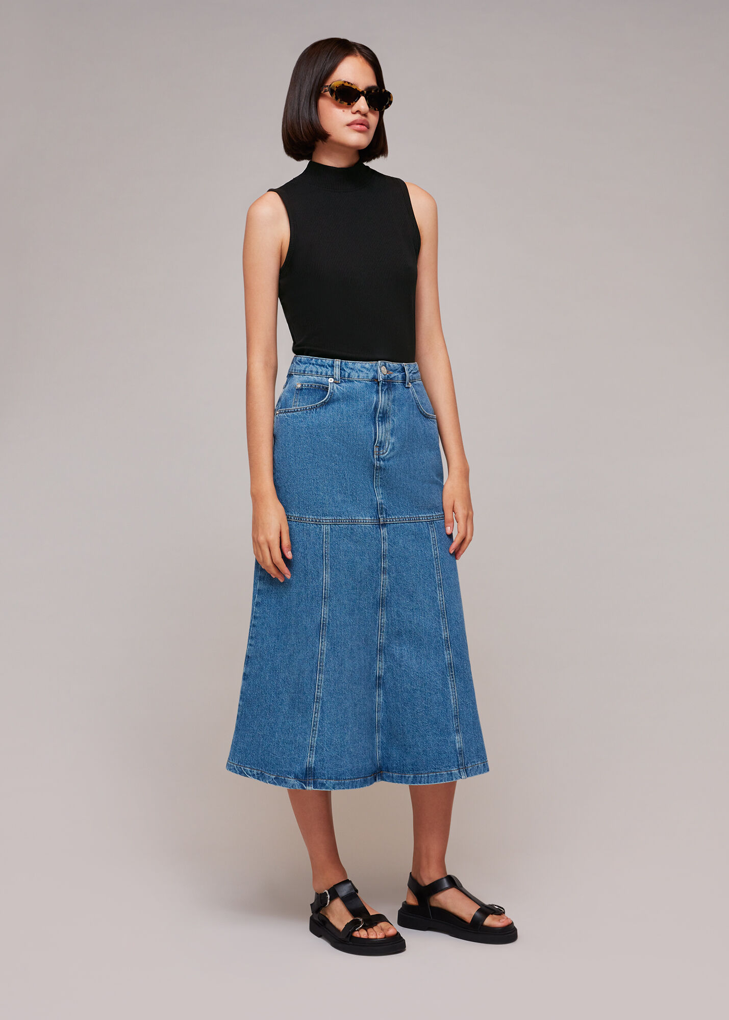 Black Ribbed Keyhole Tank | WHISTLES | Whistles UK