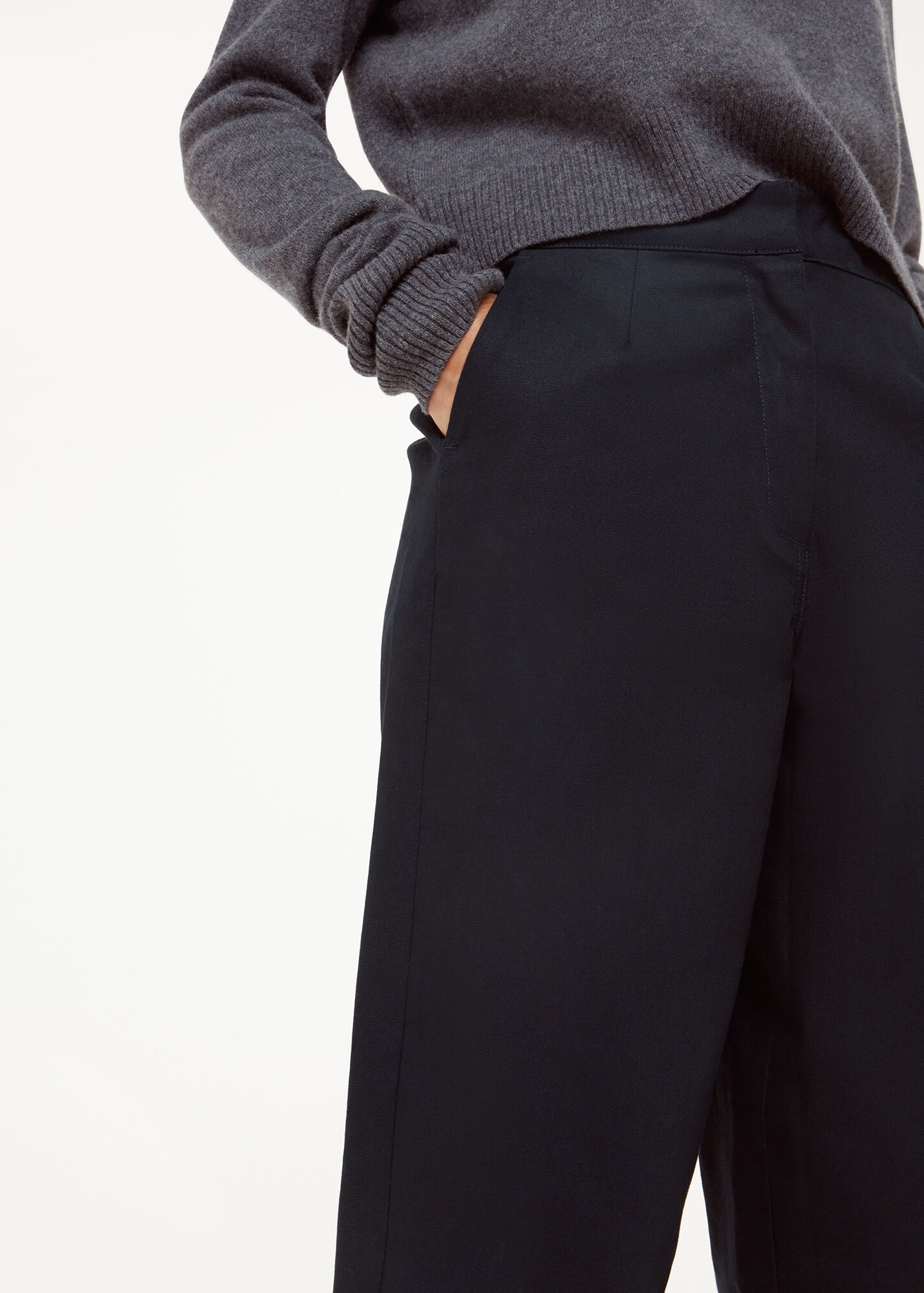 Navy Carla Barrel Cotton Trouser | WHISTLES | Whistles UK