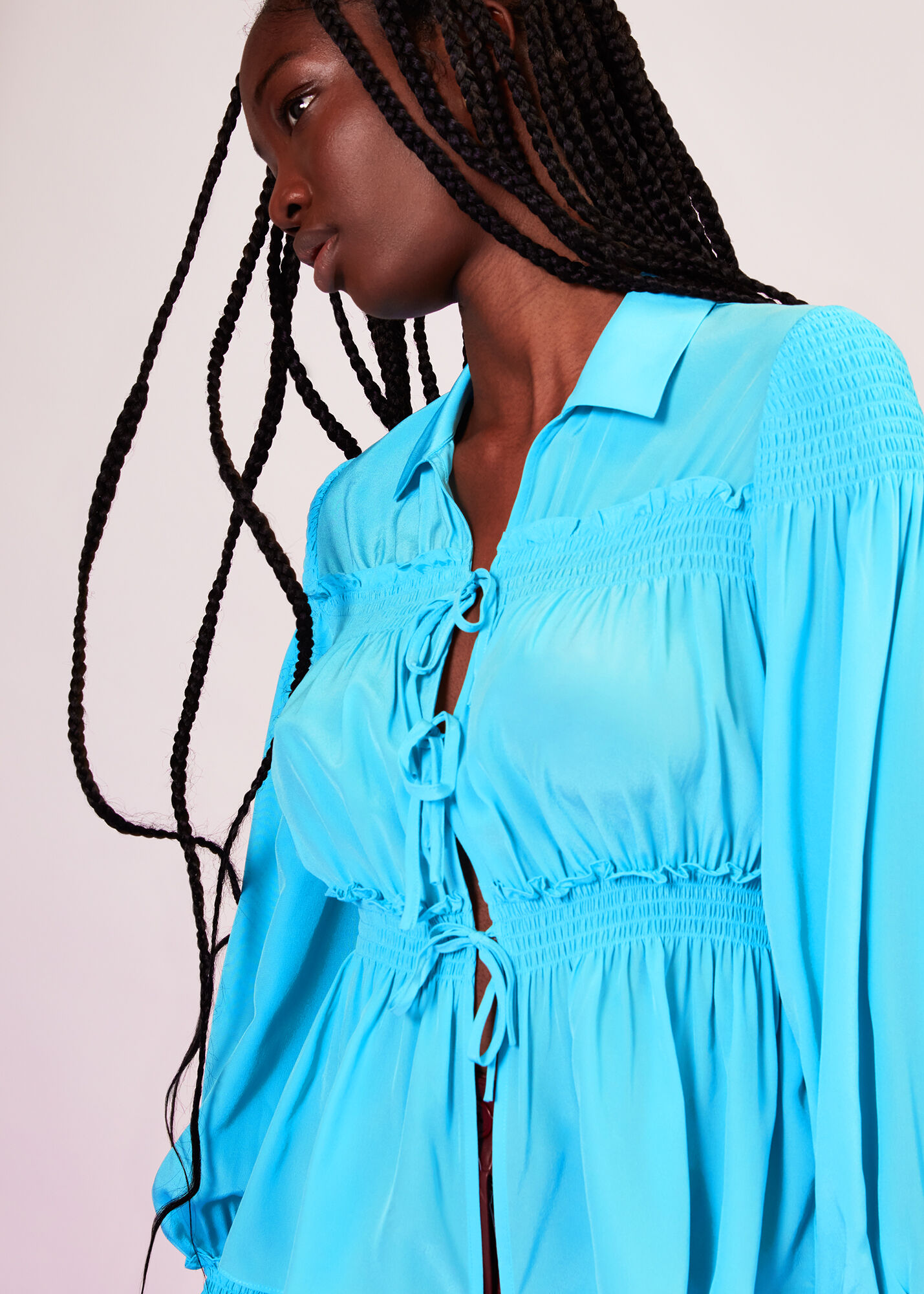 Blue Eleanor Tie Front Shirt | WHISTLES | Whistles UK